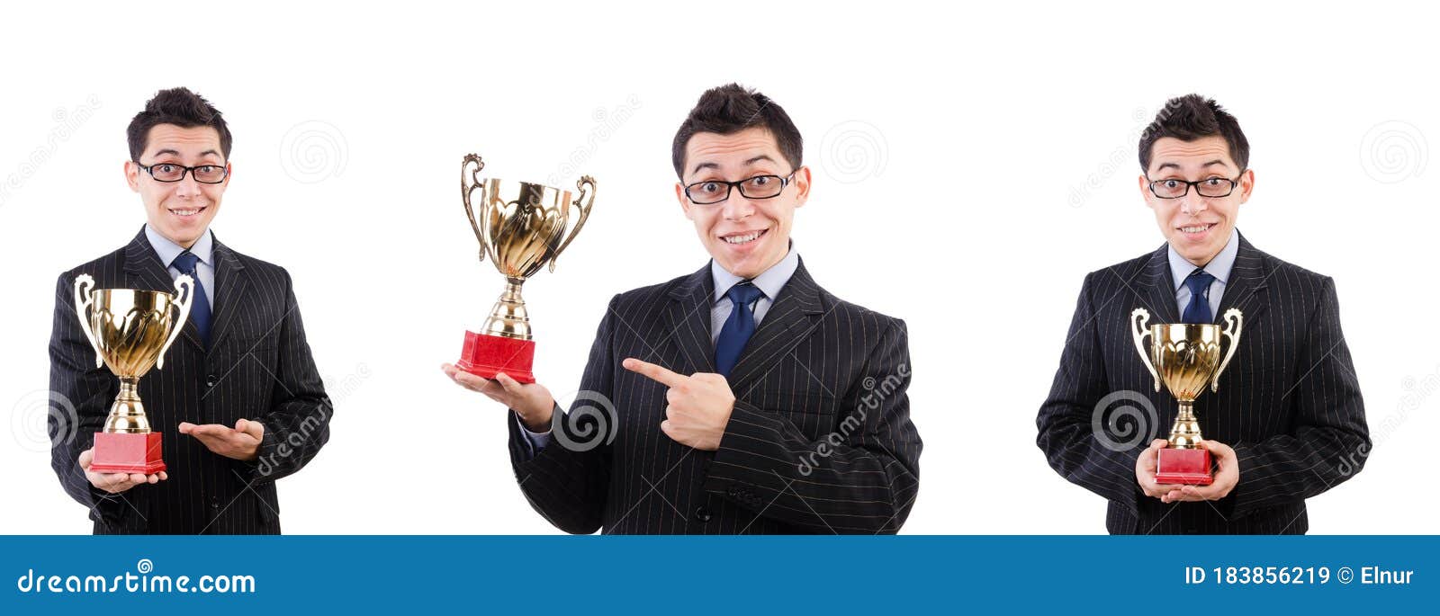 Funny Guy Receiving Award on White Stock Image - Image of happy, reward ...