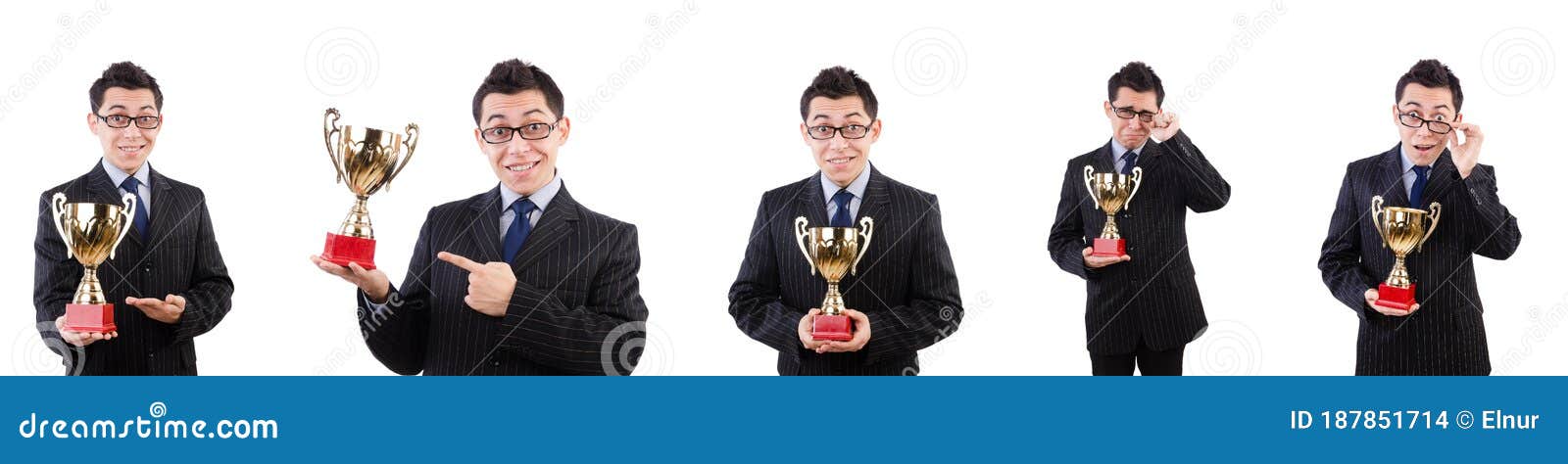 Funny Guy Receiving Award on White Stock Photo - Image of star, manager ...