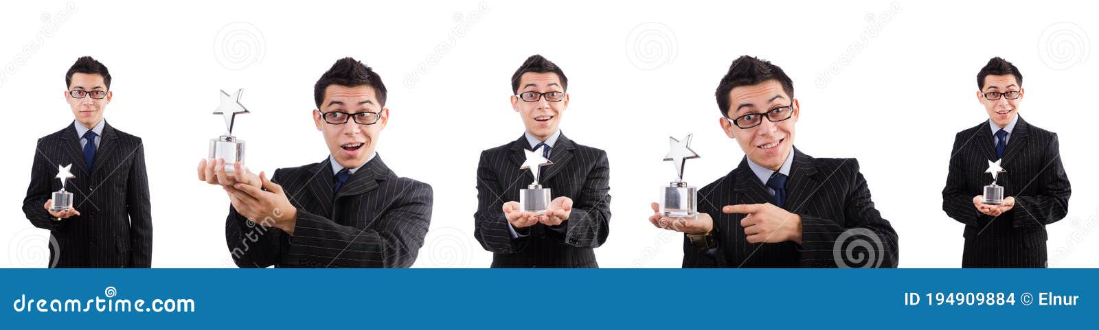 Funny Guy Receiving Award on White Stock Photo - Image of goal, humor ...