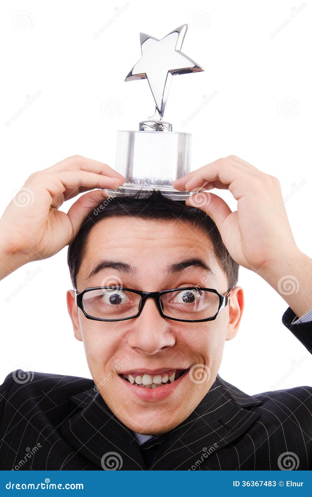 Funny guy receiving award stock image. Image of achievement - 36367483