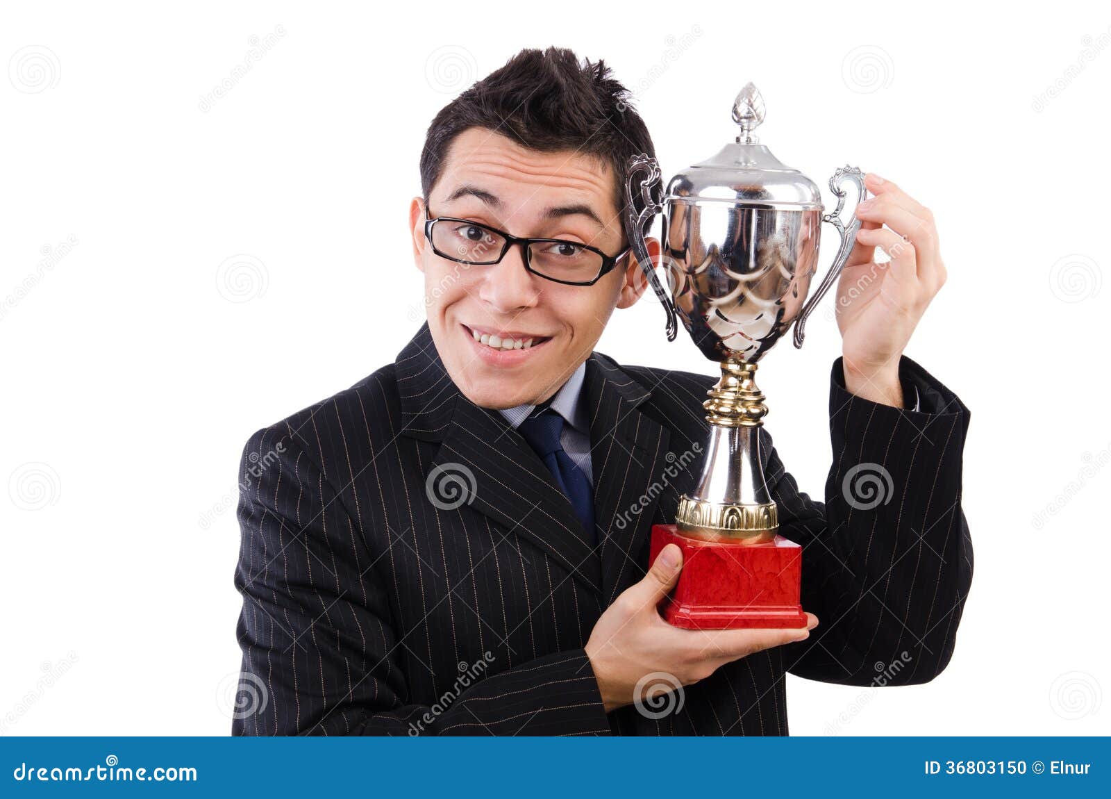Funny guy receiving award stock photo. Image of champion - 36803150