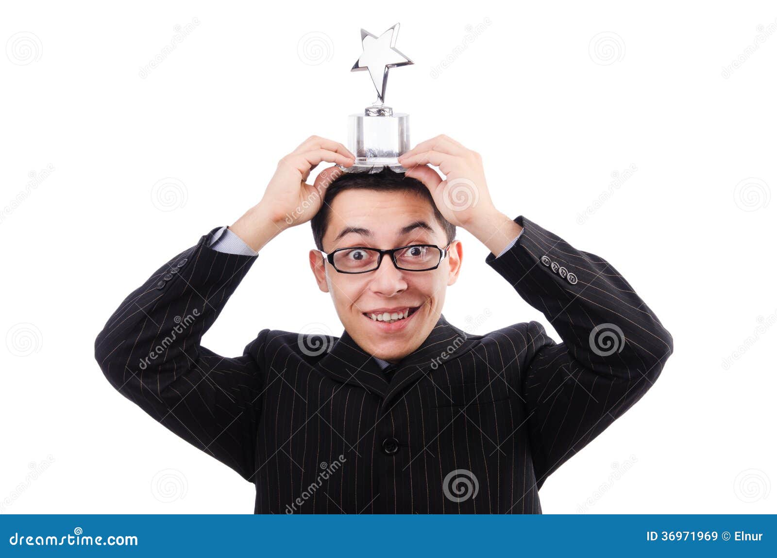 Funny guy receiving award stock image. Image of reward - 36971969
