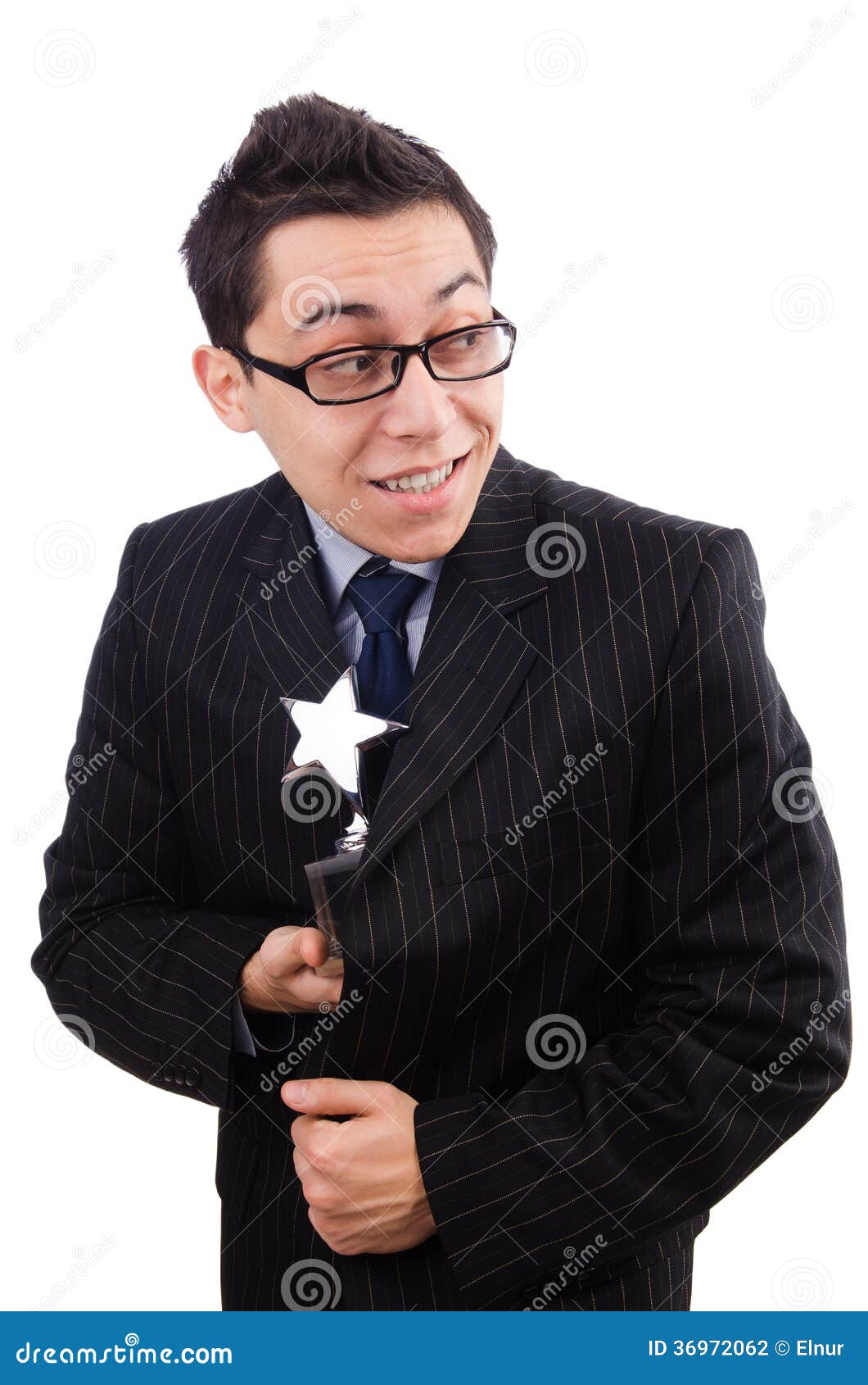 Funny guy receiving award stock photo. Image of employee - 36972062