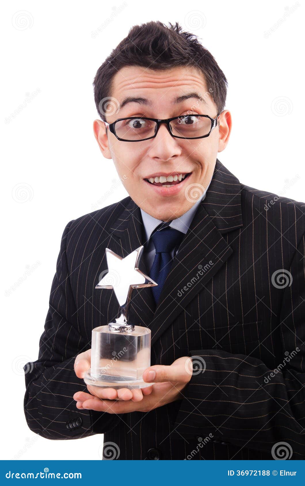Funny guy receiving award stock photo. Image of adult - 36972188