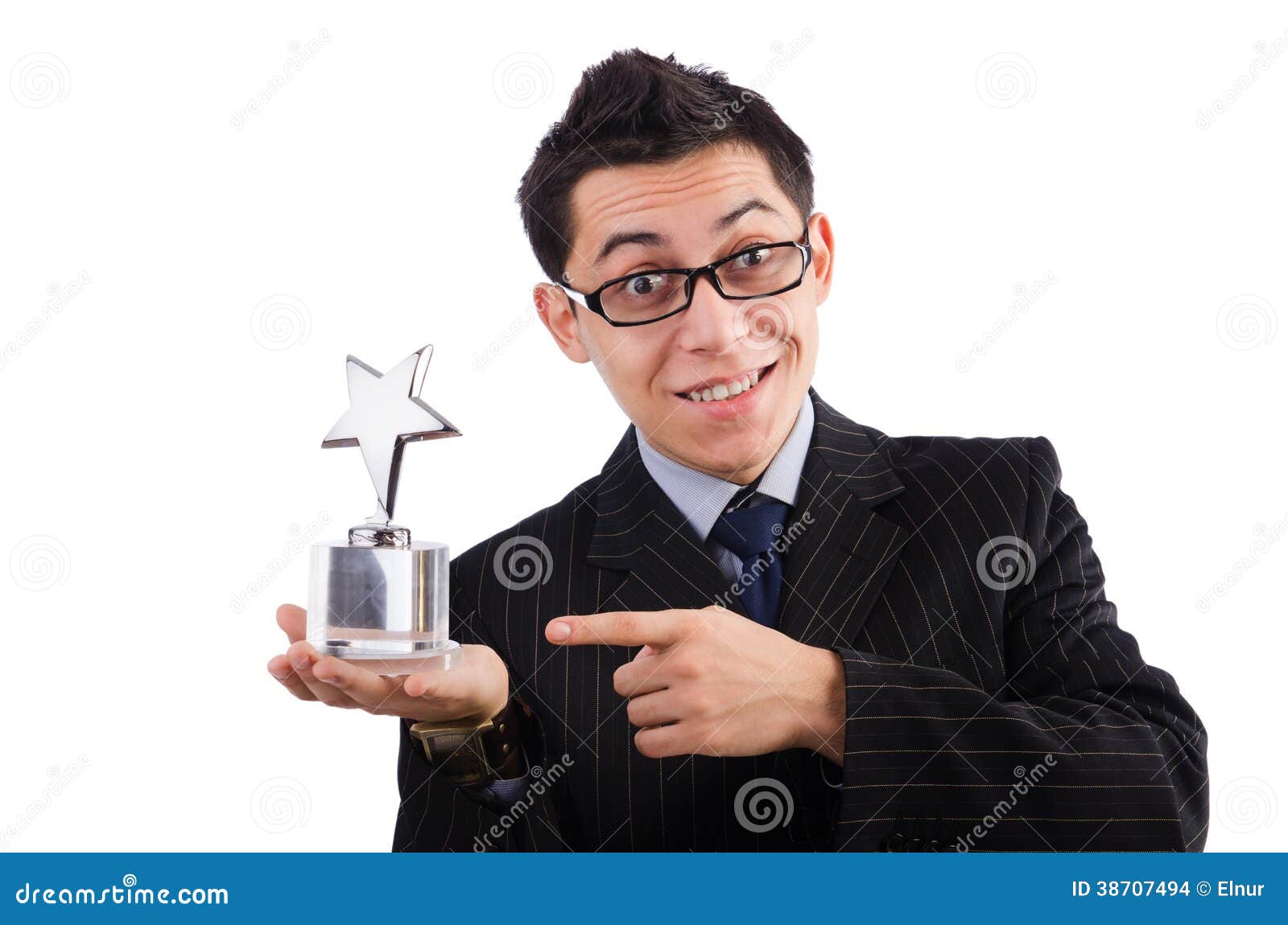 Funny guy receiving award stock photo. Image of champion - 38707494