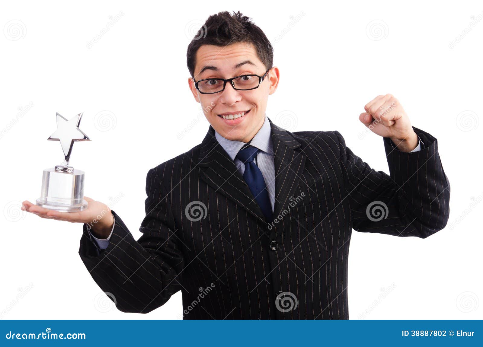 Funny guy receiving award stock photo. Image of happiness - 38887802