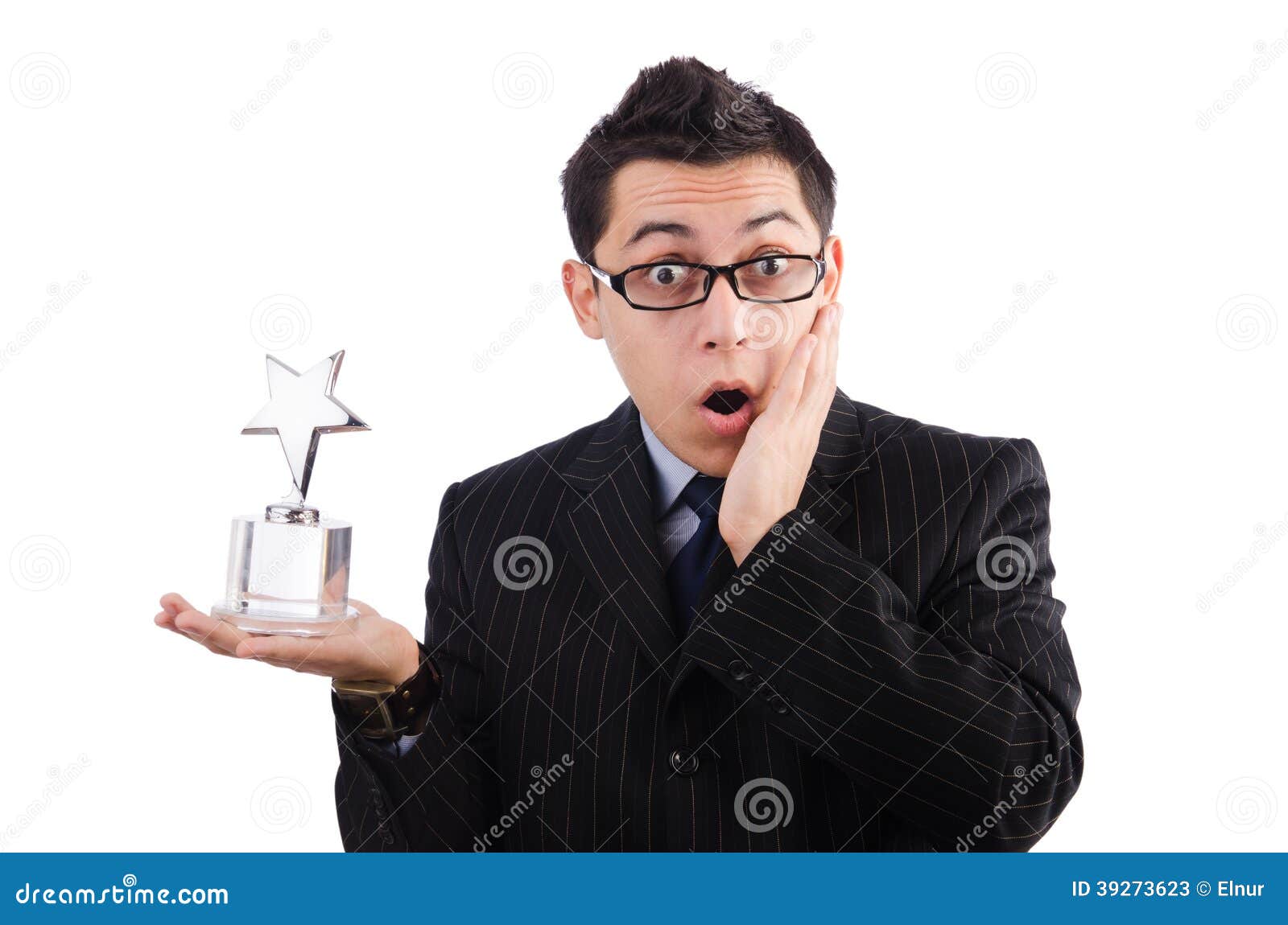 Funny guy receiving award stock image. Image of business - 39273623