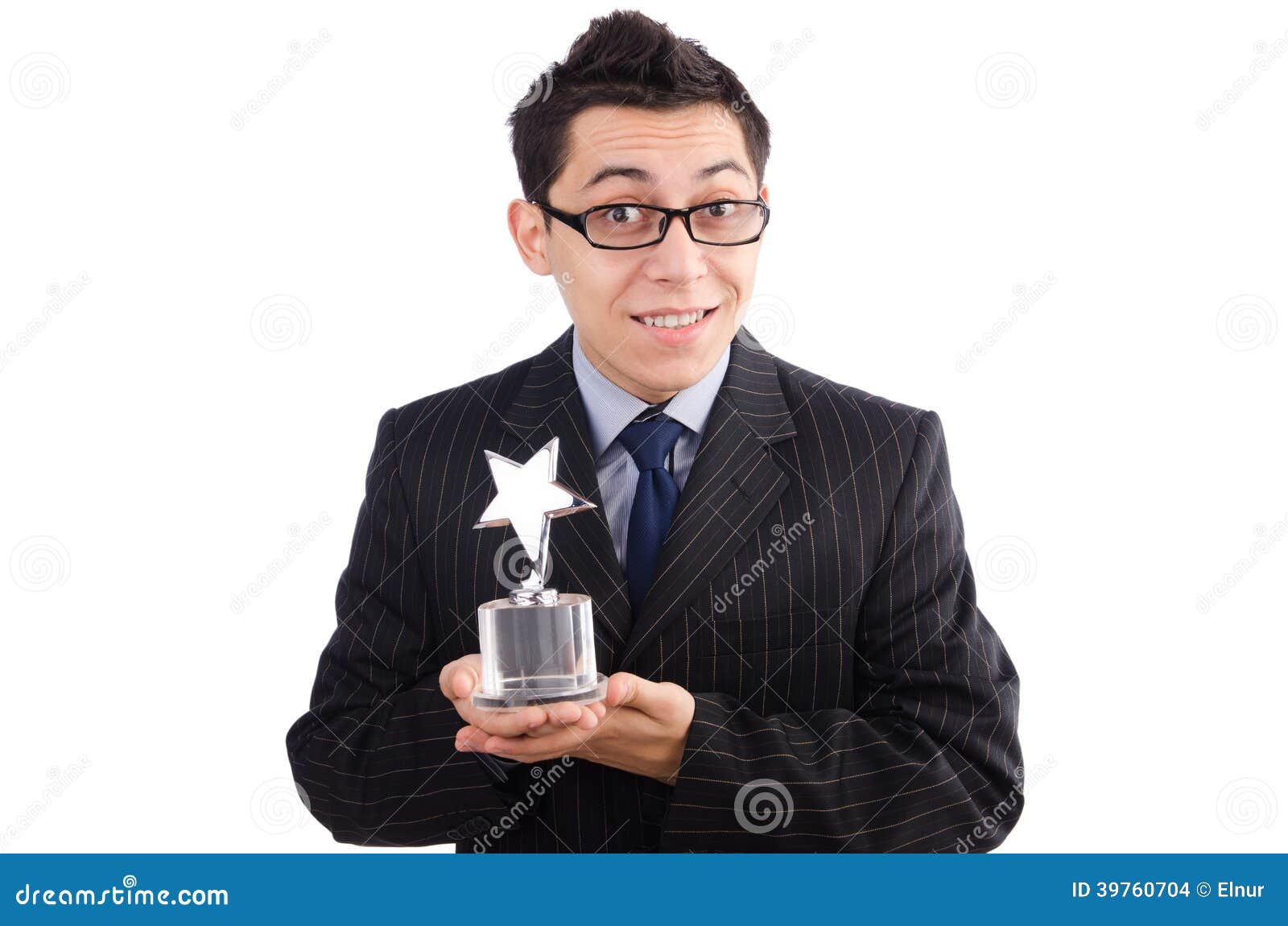 Funny guy receiving award stock photo. Image of manager - 39760704