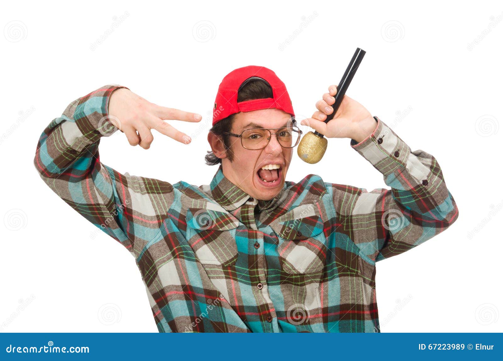 The Funny Guy Singing Isolated On White Stock Photo - Image: 67223989