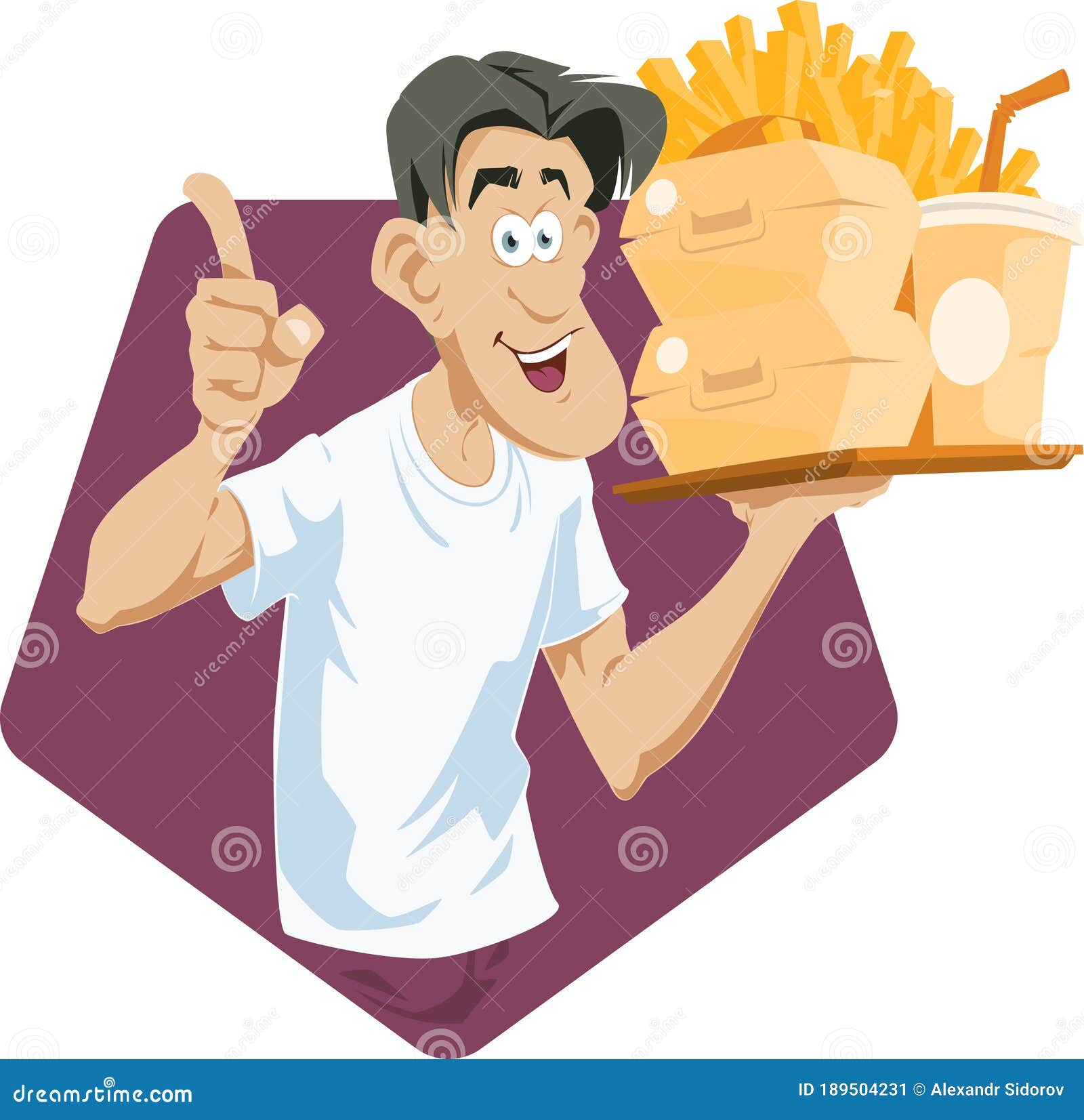 Funny Guy with Tray of Fast Food. Funny People Stock Vector ...