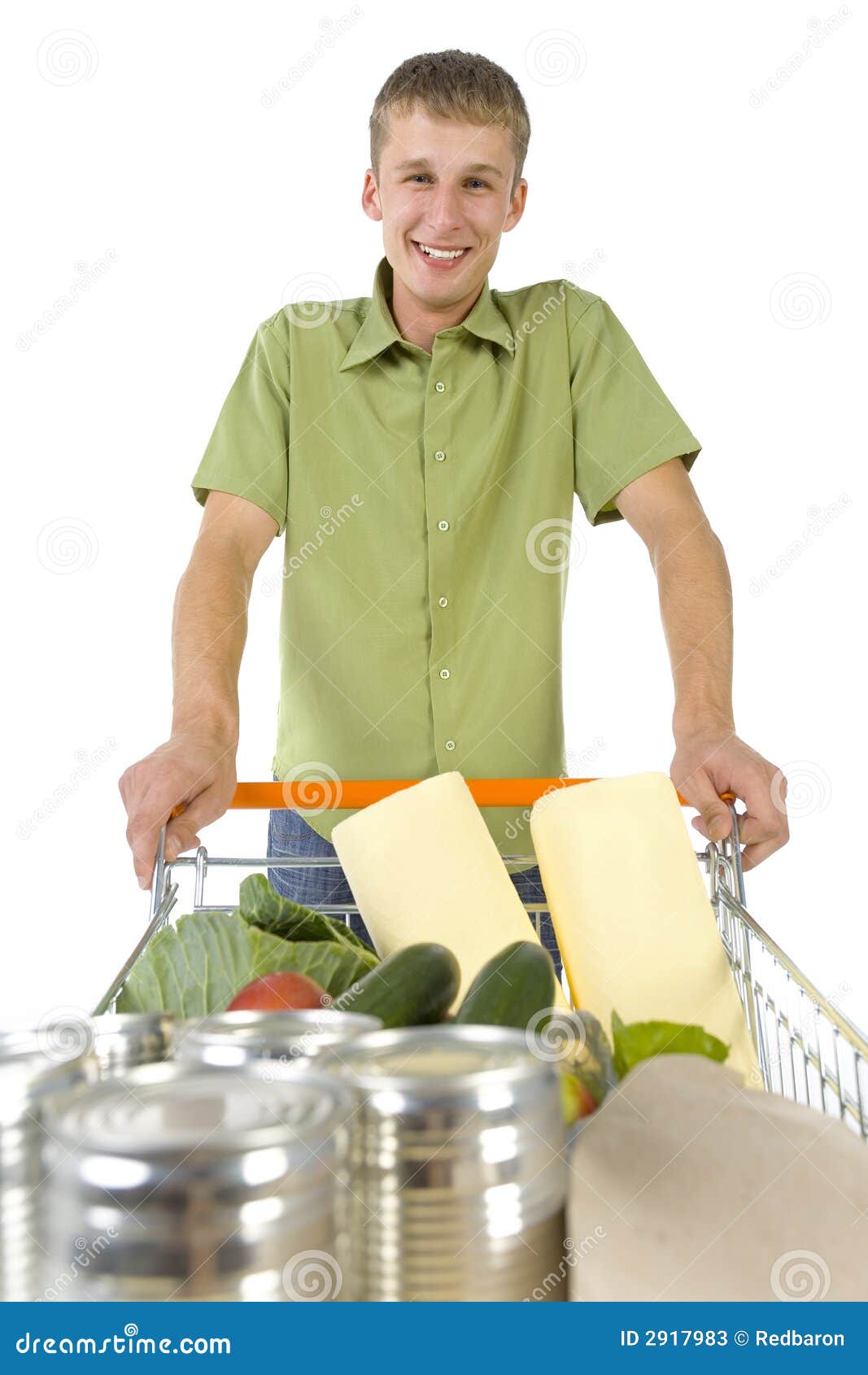 Funny guy with trolley stock image. Image of marketer - 2917983