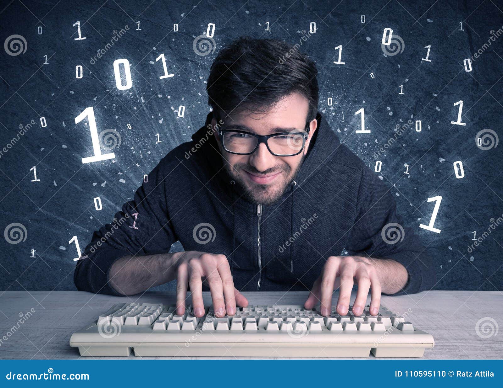 Online Intruder Geek Guy Hacking Codes Royalty-Free Illustration ...