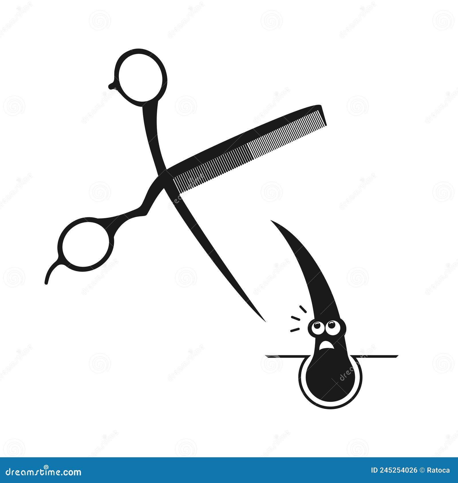 Funny Hair and Big Scissors Illustraton Stock Vector - Illustration of ...
