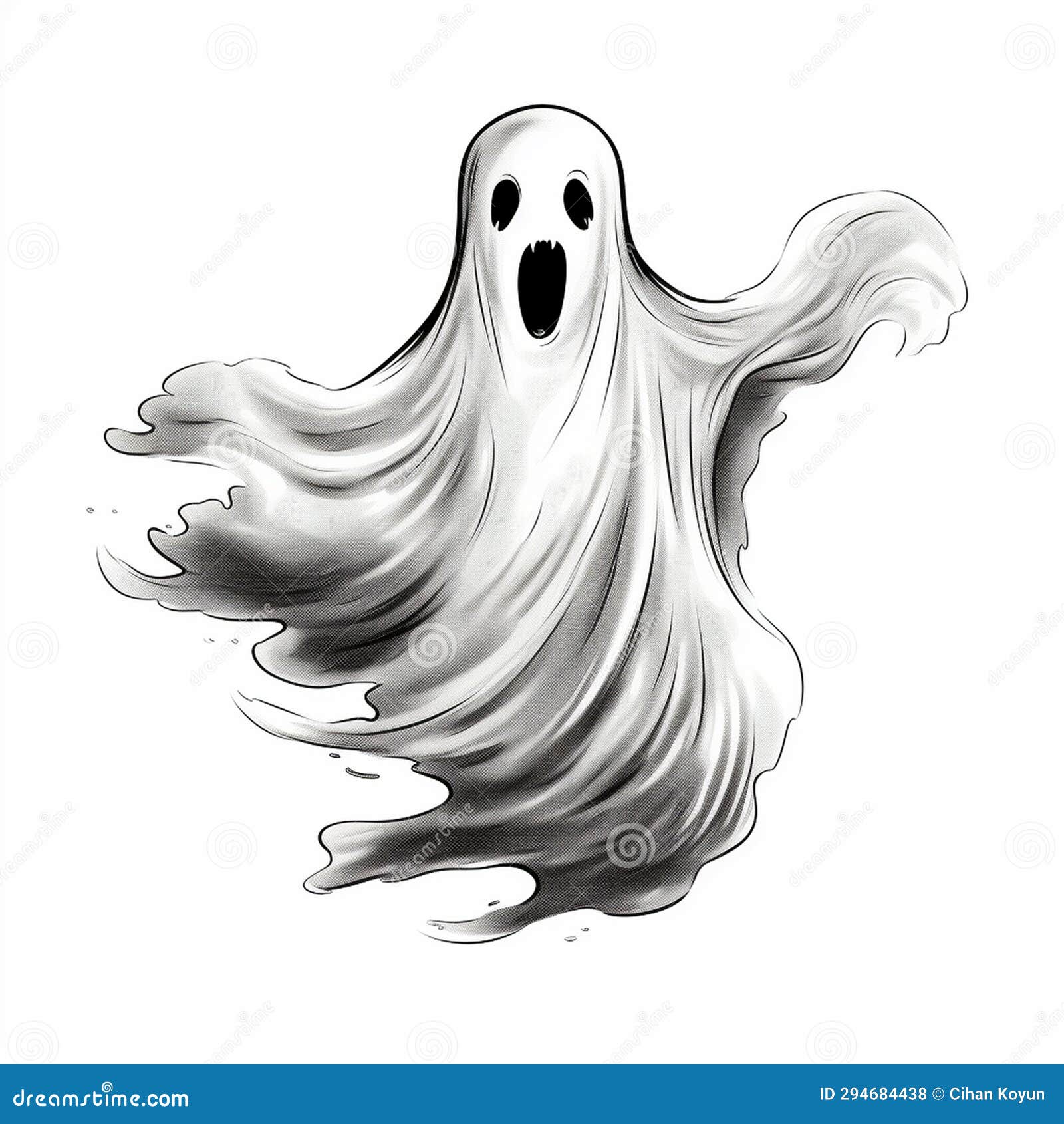 Funny Halloween Ghost Comical Haunting Stock Illustration ...