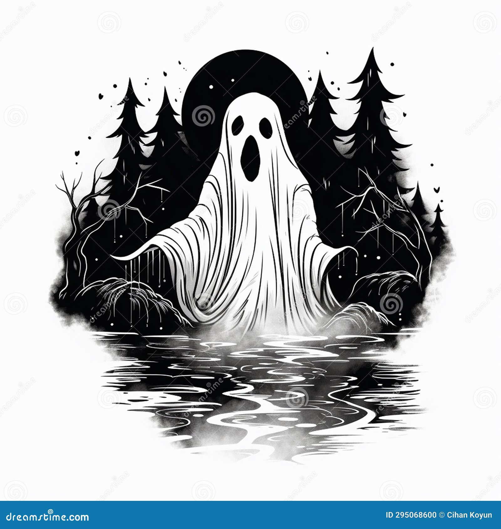 Funny Halloween Ghost Playful Phantasm Stock Illustration ...