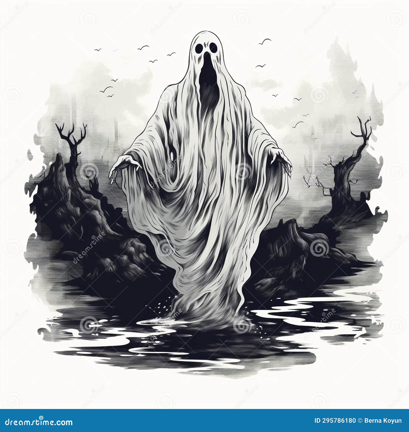 Funny Halloween Ghosts Comical Spirits Stock Illustration ...