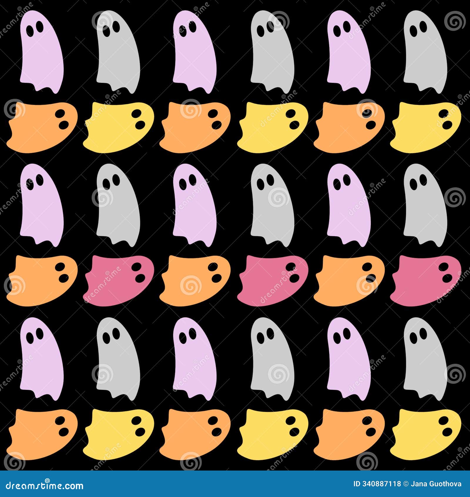 FUNNY HALLOWEEN GHOSTS DESIGN PATTERN TEXTURE Stock Illustration ...