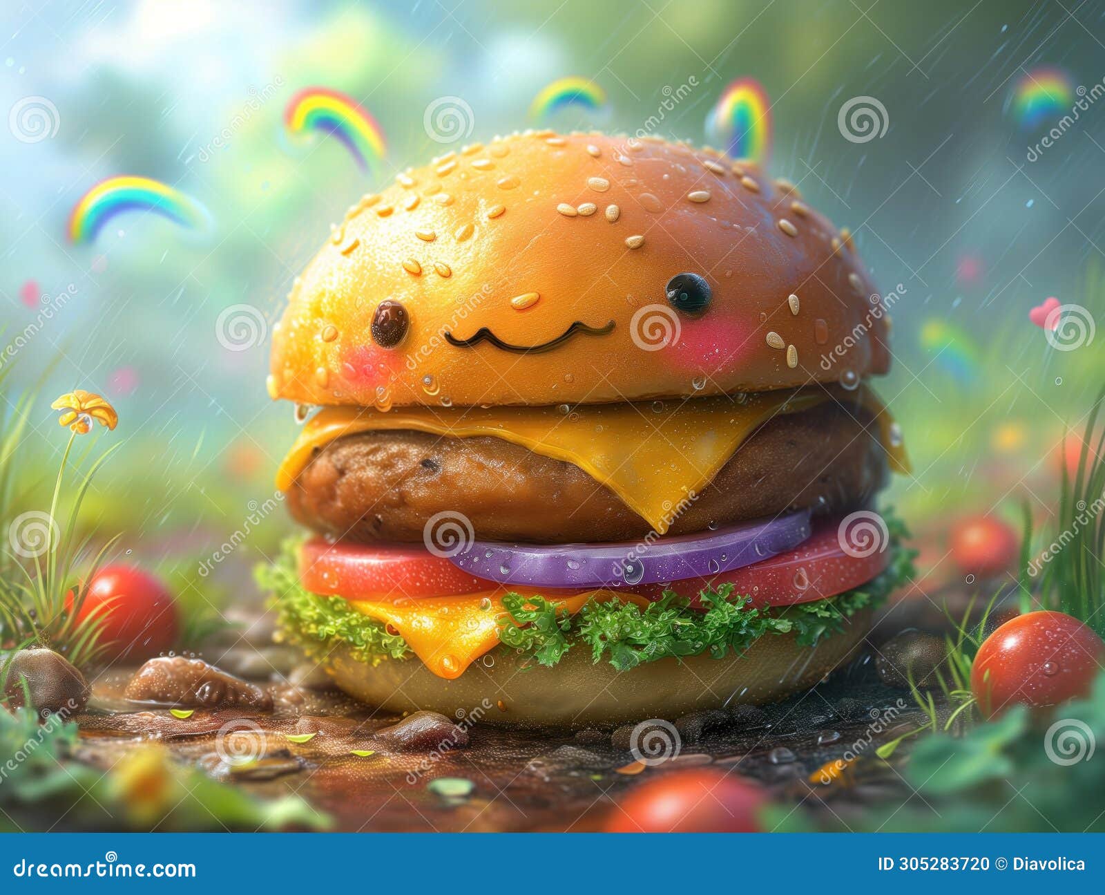 Funny hamburger with eyes stock illustration. Illustration of eyes ...
