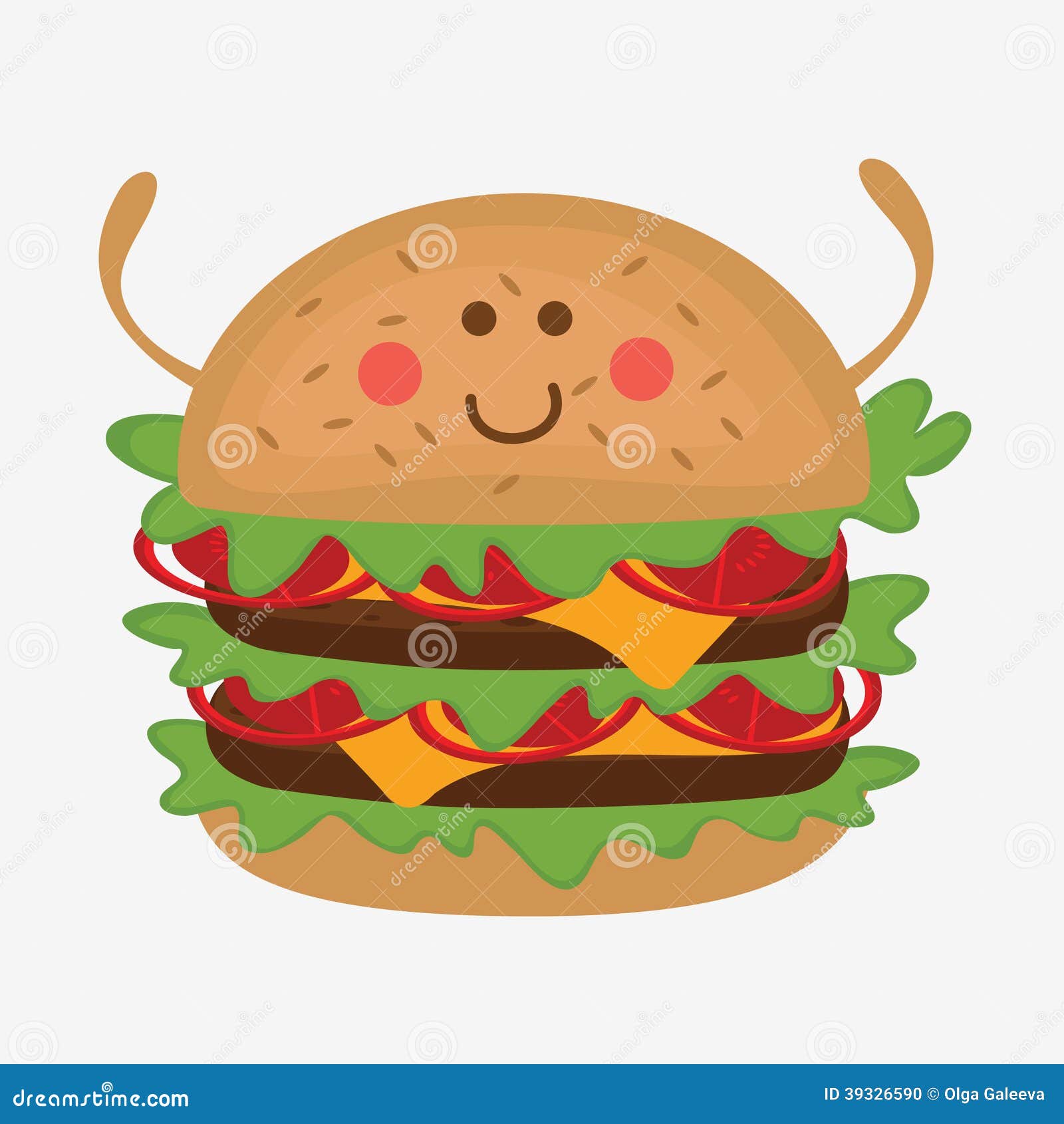 Funny hamburger stock vector. Illustration of delicious - 39326590