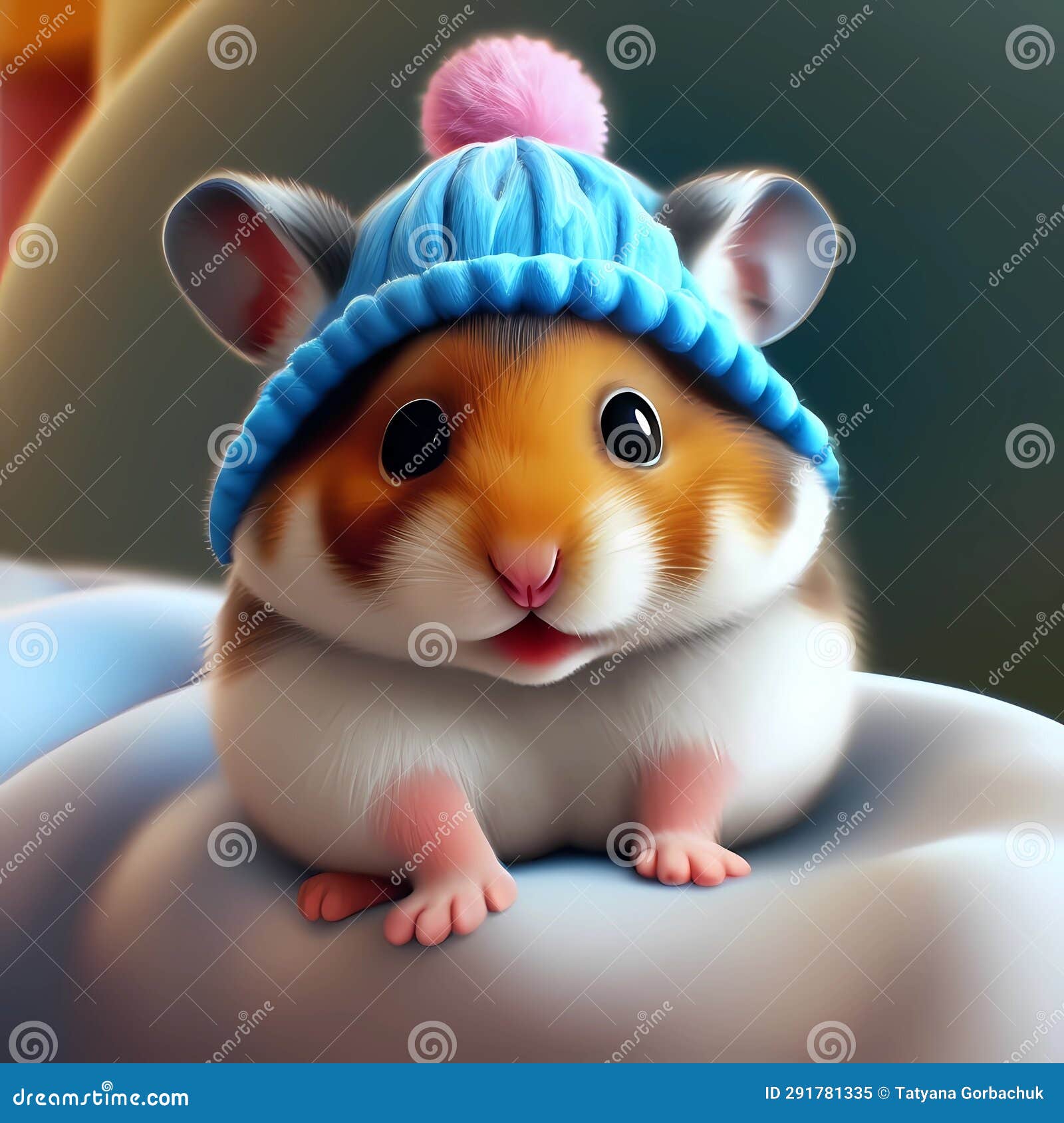 Funny Hamster in a Knitted Blue Hat Stock Image - Image of funny ...