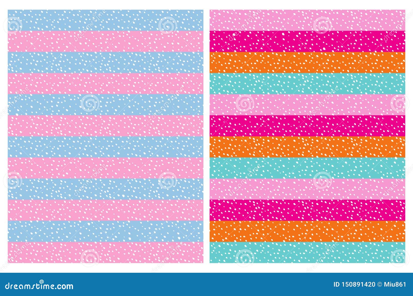 2 Simple Abstract Stripes Vector Patterns. White Irregular Brush Dots ...
