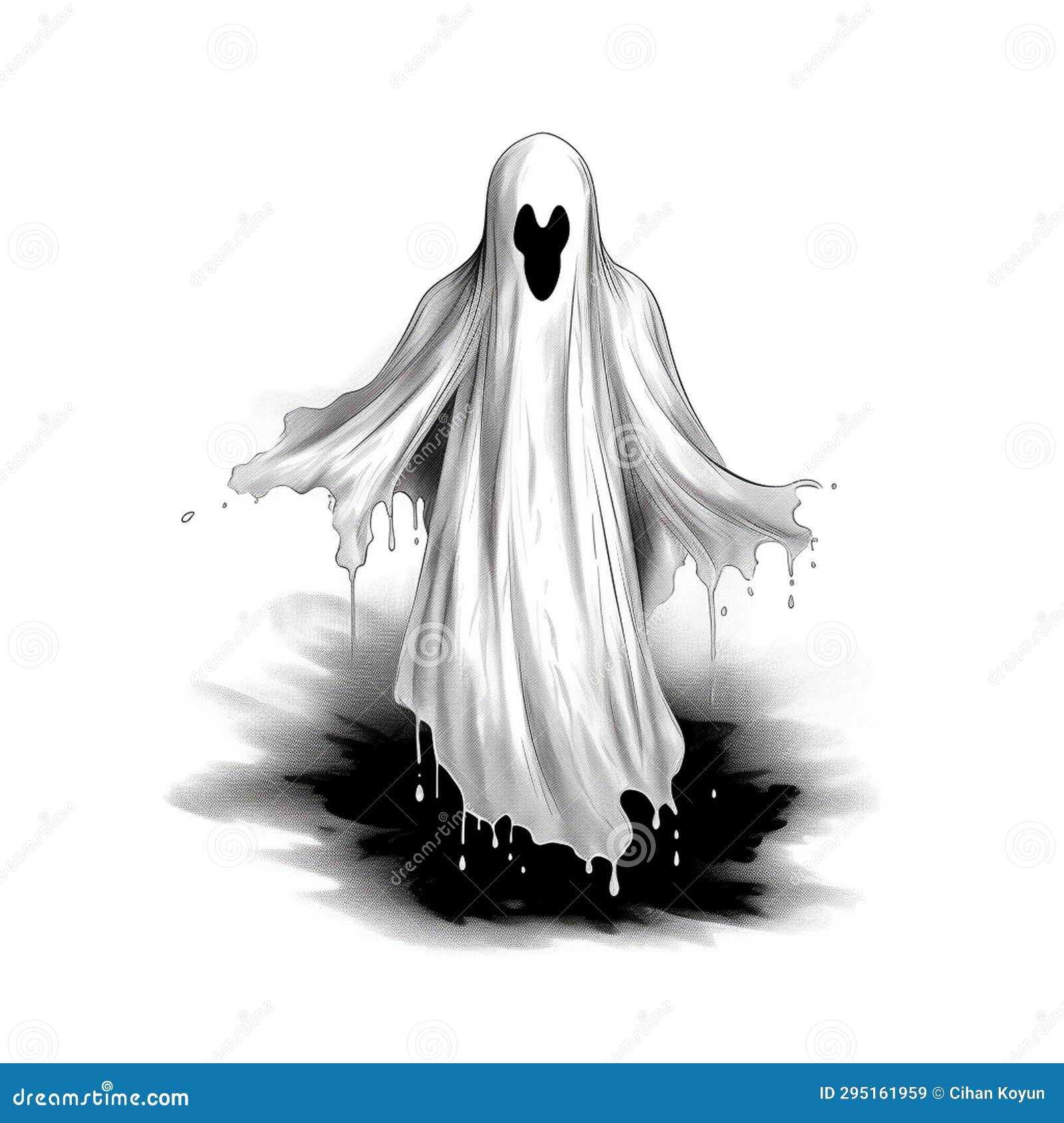 Funny Hand-Drawn Horror Ghost Stock Illustration - Illustration of ...