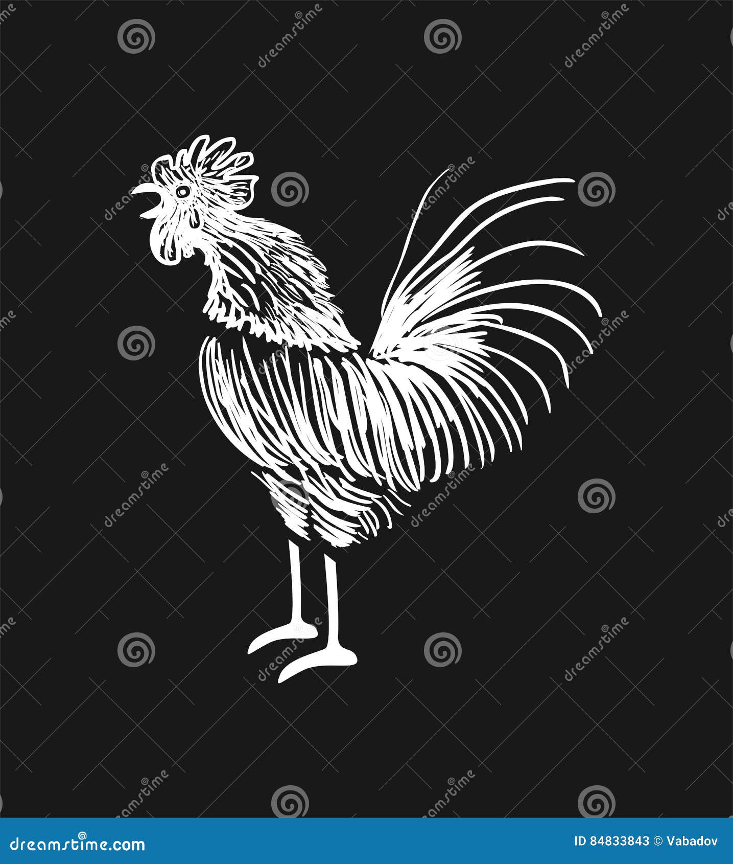 Funny Hand Drawn Rooster stock vector. Illustration of rooster - 84833843