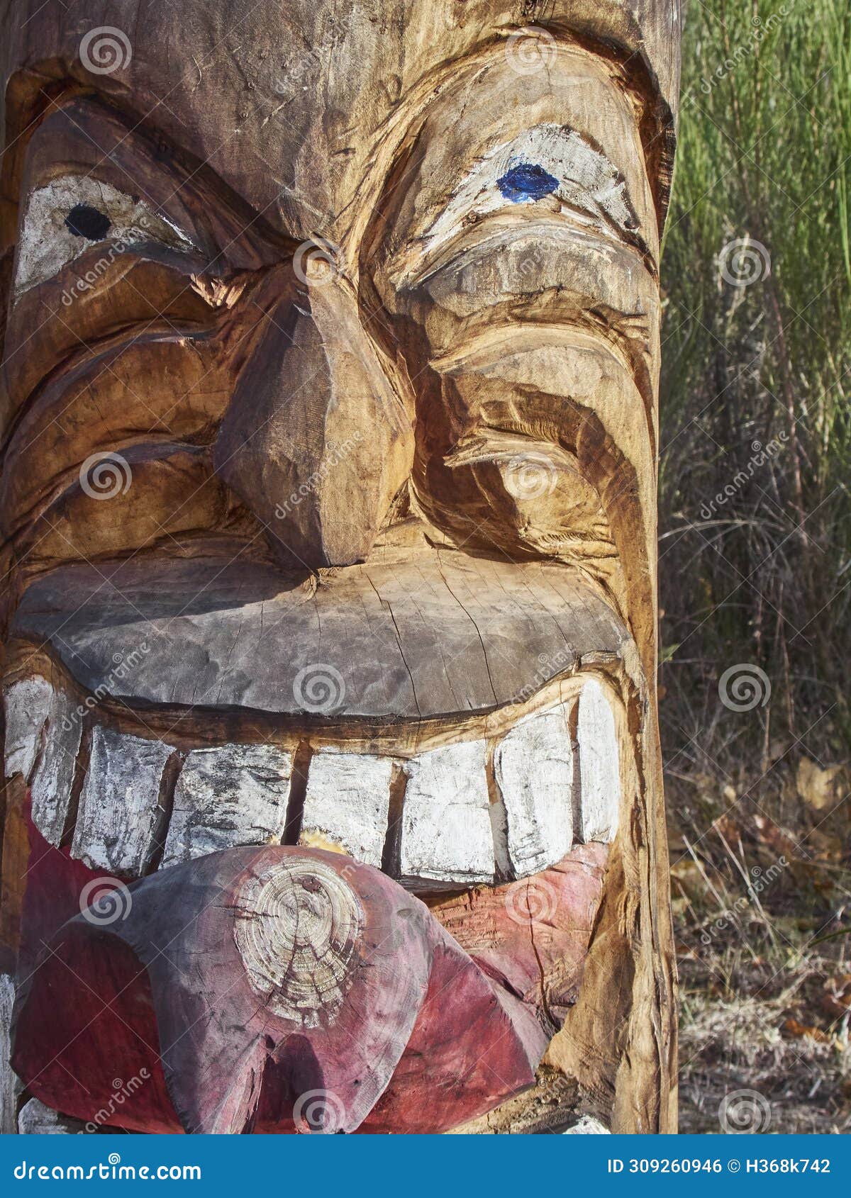 Funny Handcrafted Woodwork. Head Shape. Smiling Face. Carpentry ...