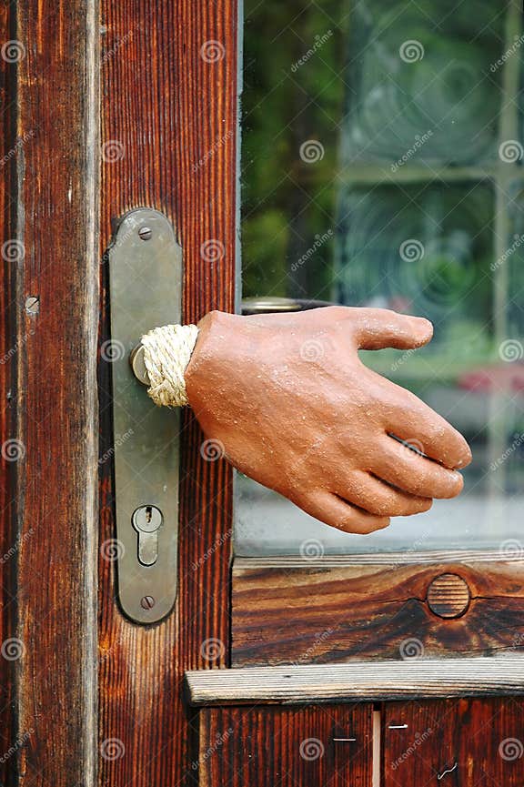 Funny handle front door stock image. Image of building - 44709351