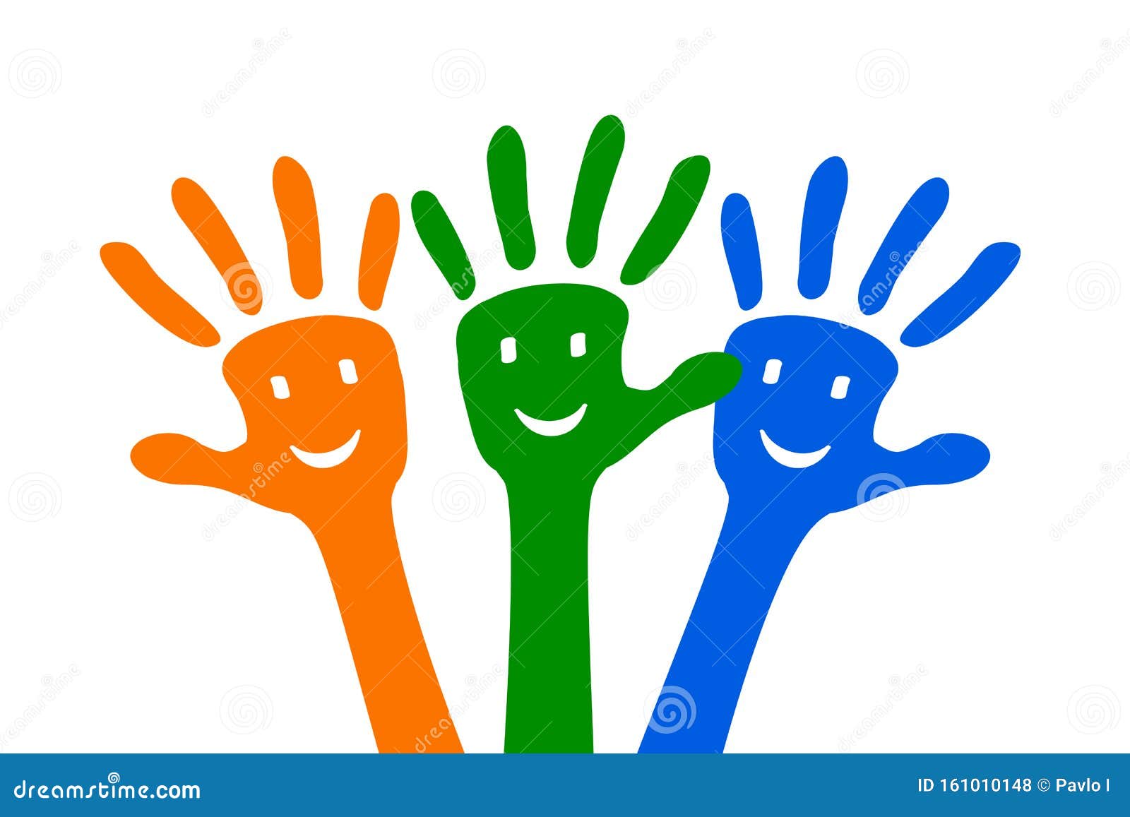 Funny Hands, a Group of Smiling Hands - Vector Stock Vector ...