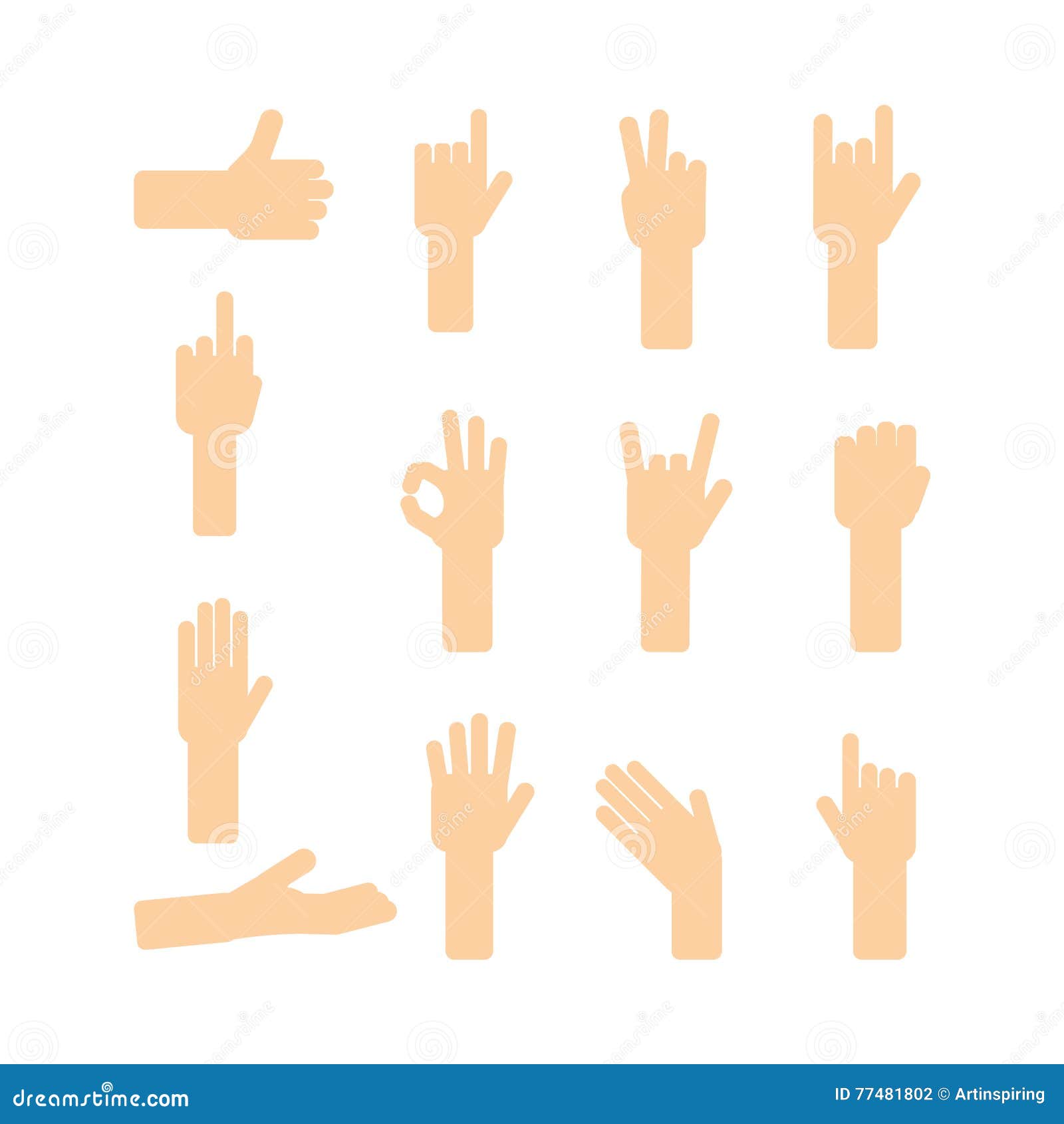 Funny hands set. stock vector. Illustration of modern - 77481802