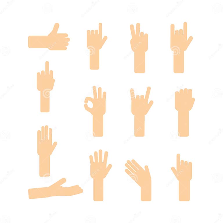 Funny hands set. stock vector. Illustration of modern - 77481802