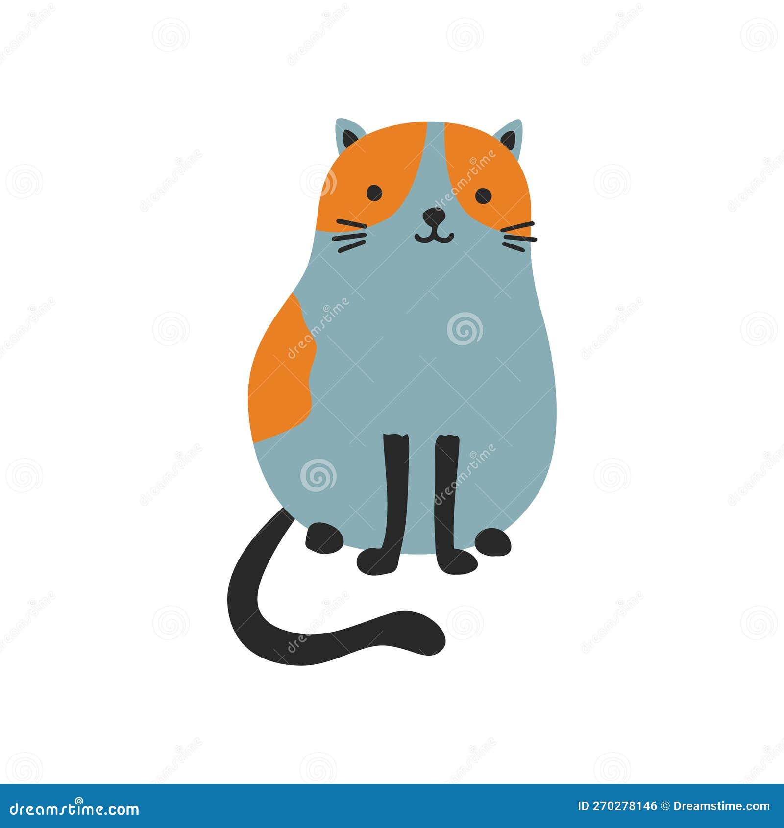 Funny Happy Blue Cat Sitting. Vector Illustration. Stock Vector ...