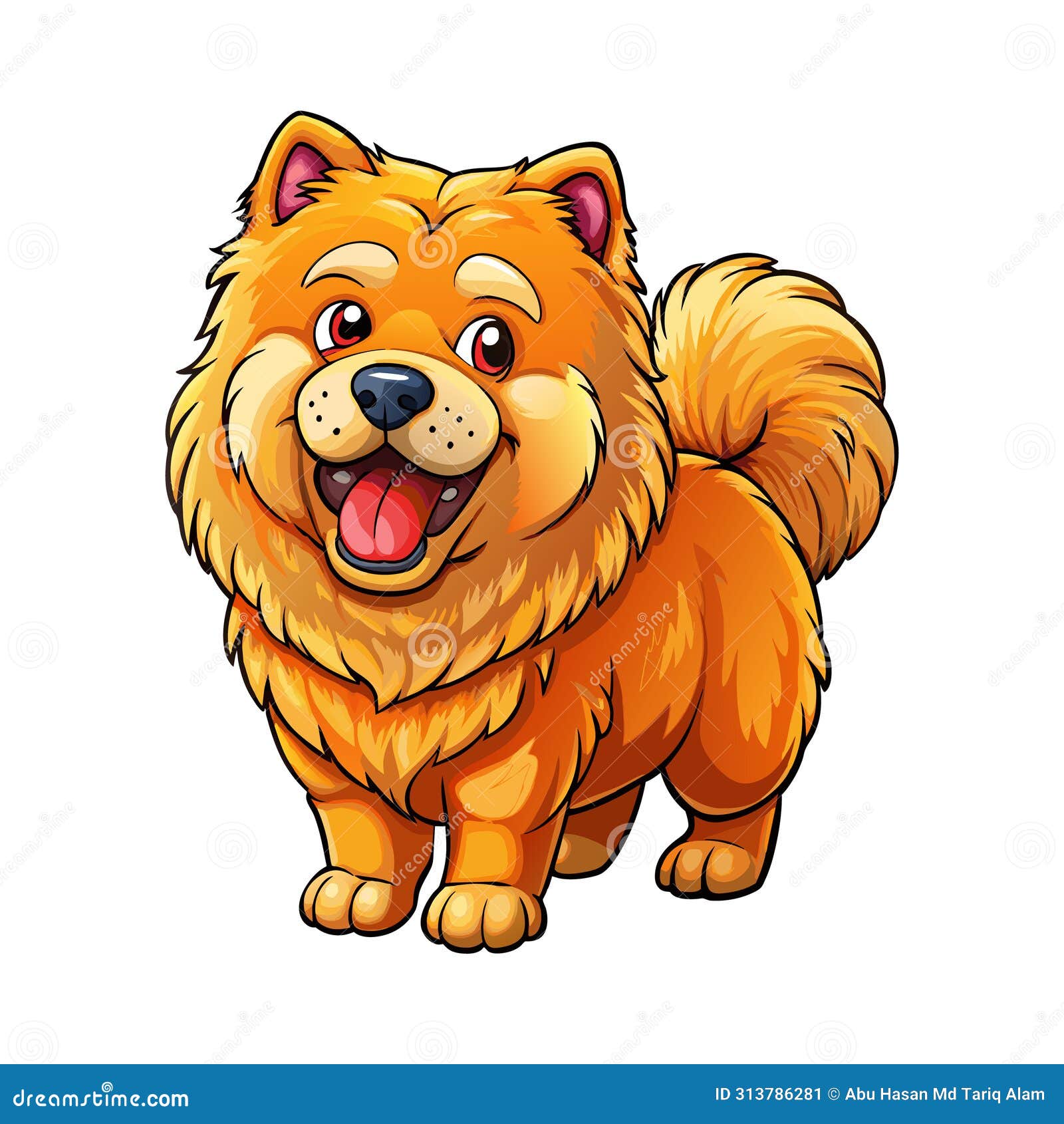 A Funny Happy Cartoon Chow Chow Stock Vector - Illustration of amusing ...