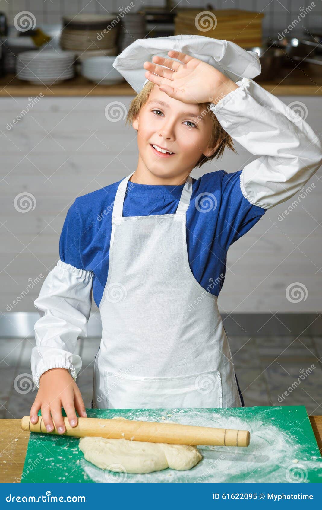 Funny Happy Chef Boy Cooking at Restaurant Kitchen Stock Image - Image ...