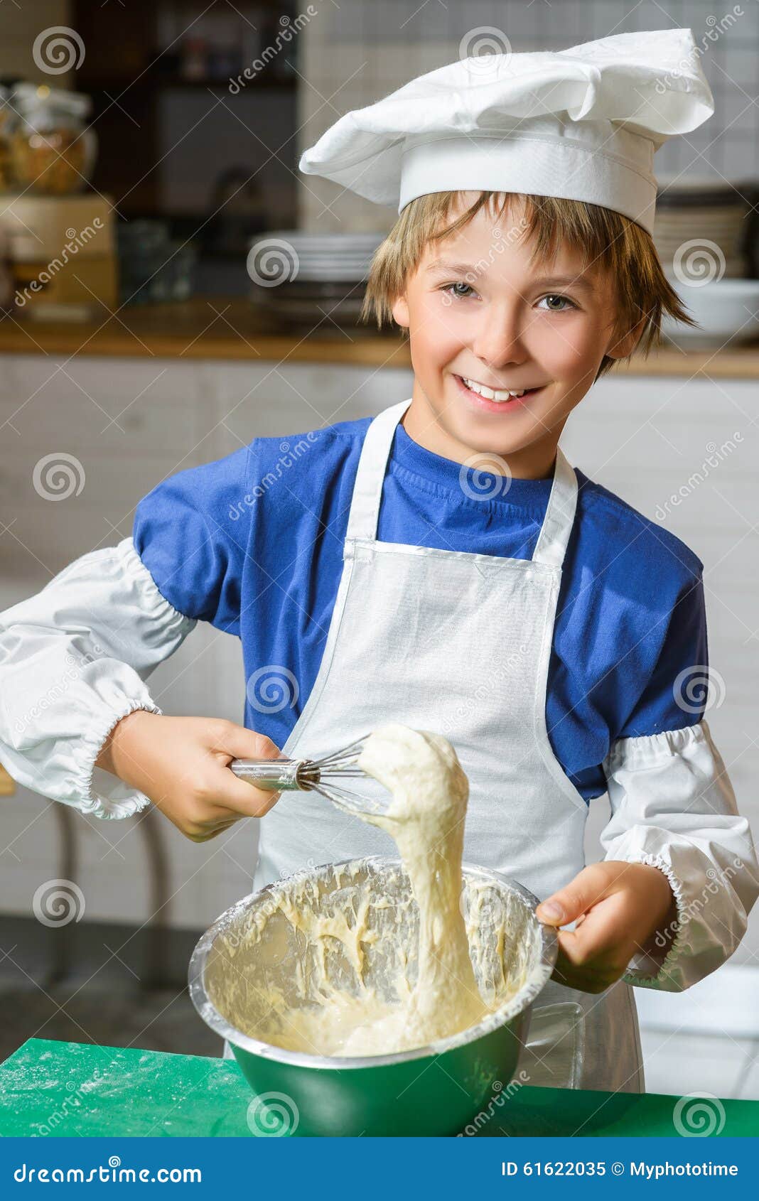 Funny Happy Chef Boy Cooking at Restaurant Kitchen Stock Image - Image ...