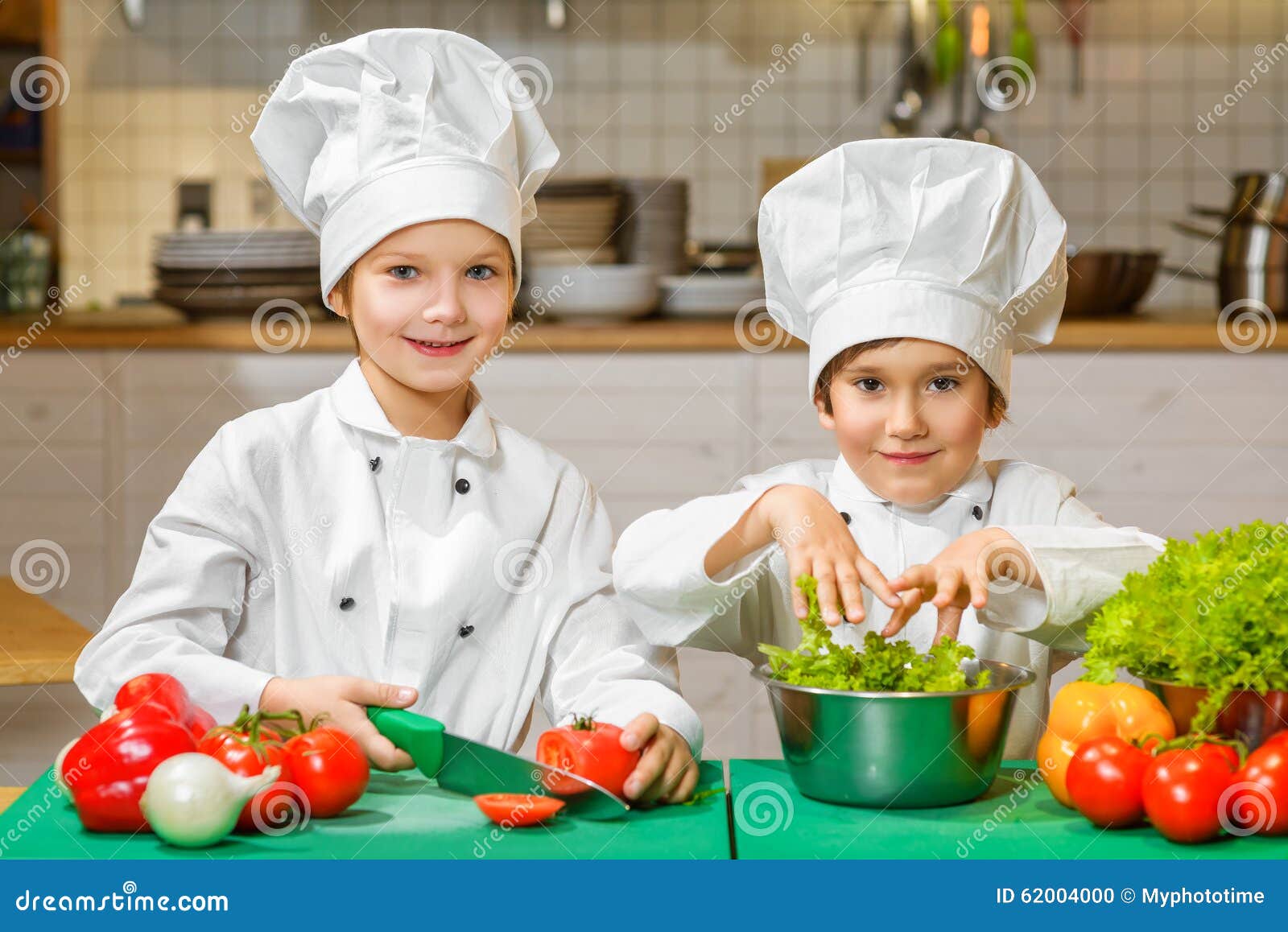 Funny Happy Chef Boys Cooking at Restaurant Stock Photo - Image of ...