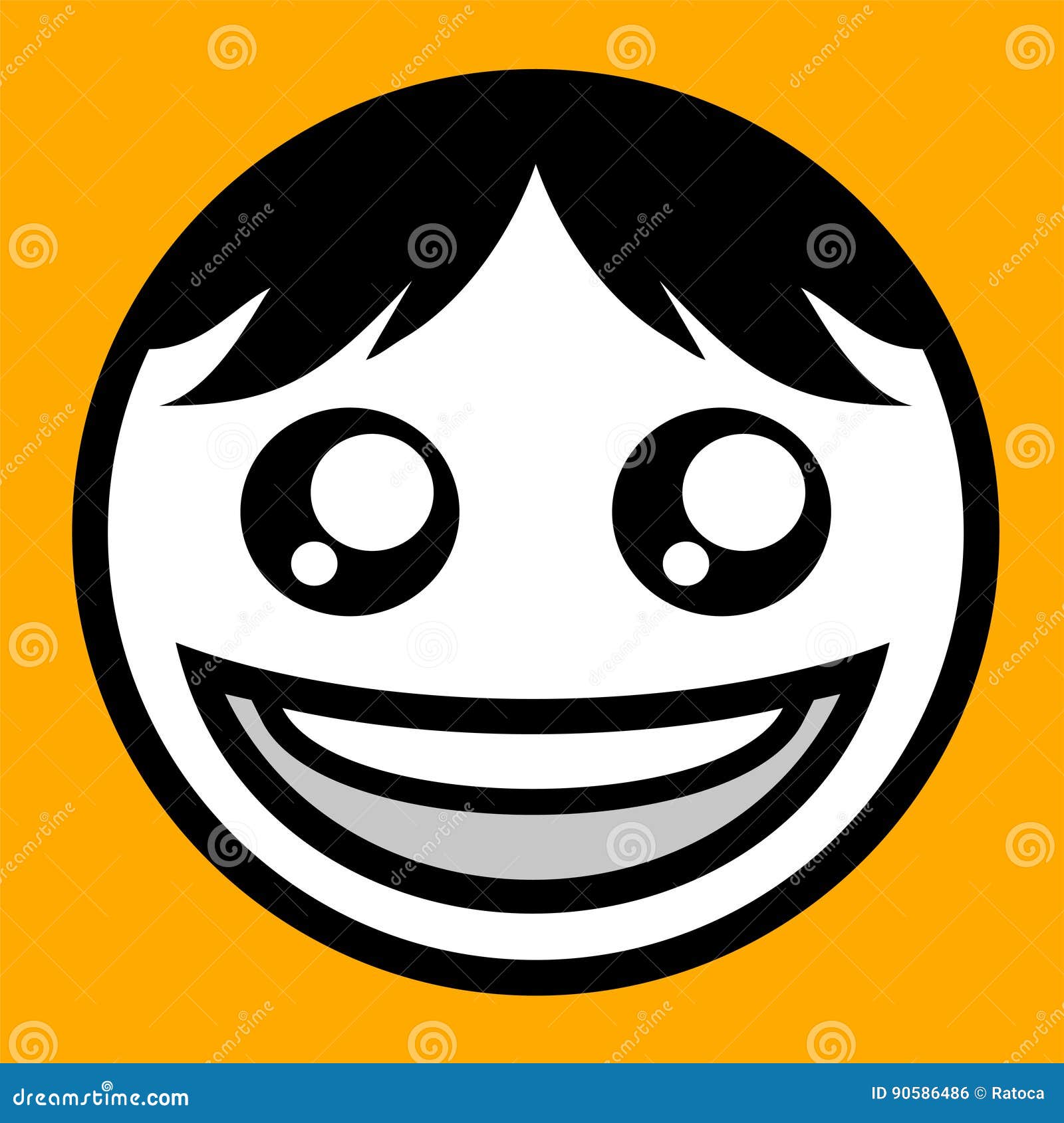 Funny happy face draw stock vector. Illustration of puppet - 90586486