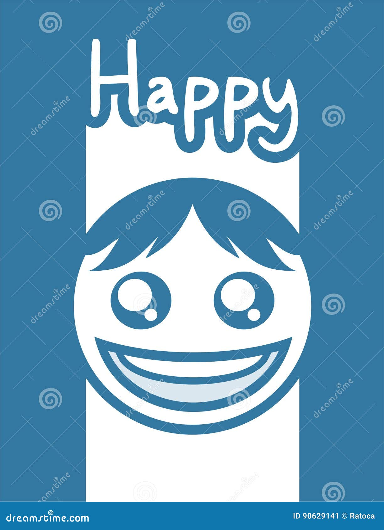 Funny happy face draw stock vector. Illustration of happiness - 90629141