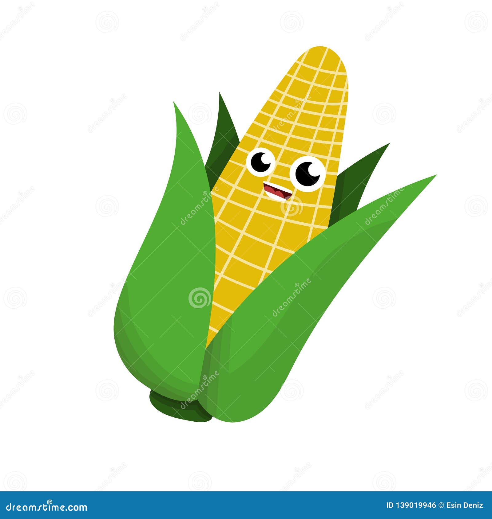 Funny Happy Fresh Corn Vegetables Drawing Illustration Isolated Stock ...