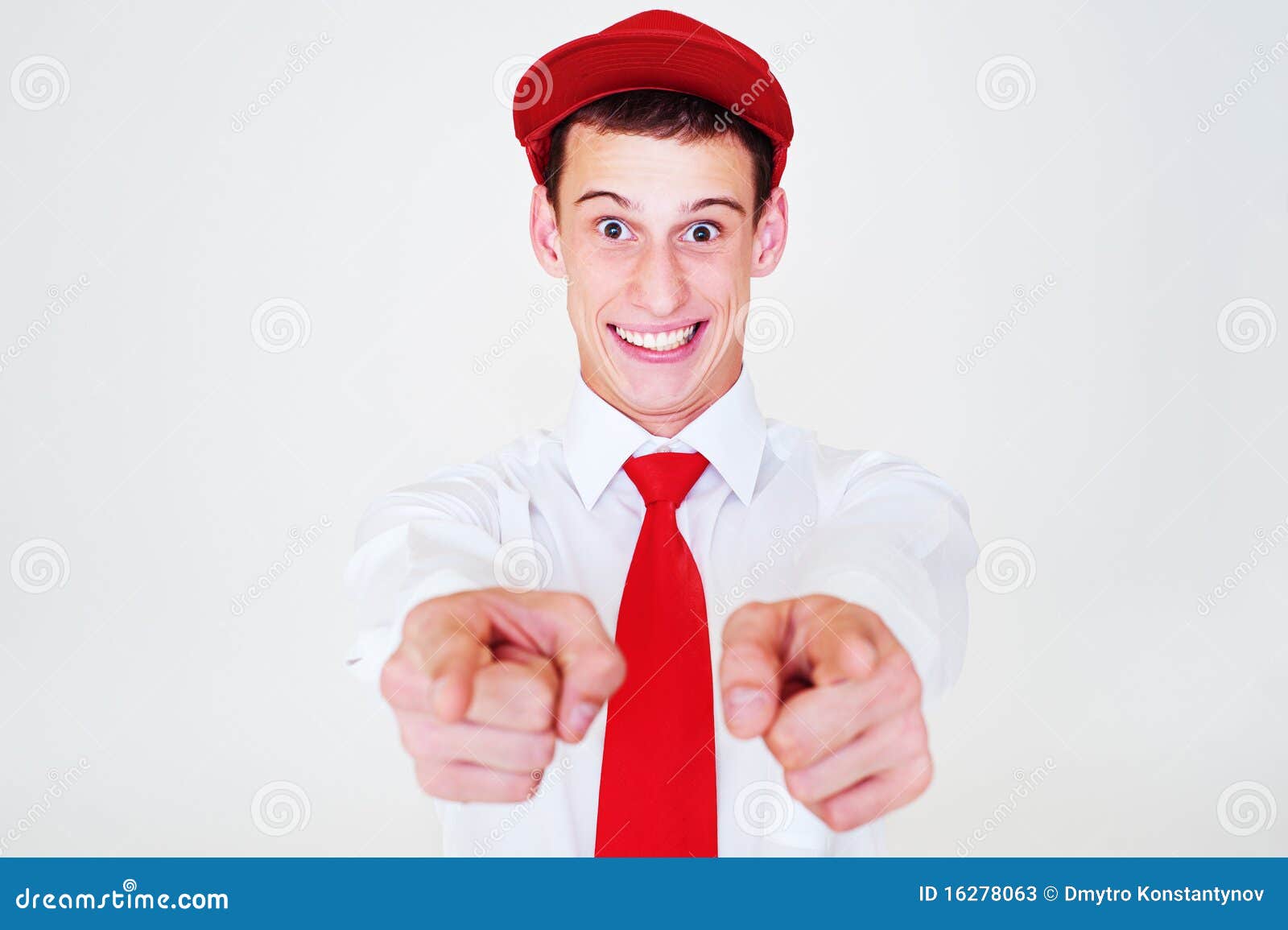 Funny happy man in red cap stock image. Image of cheerful - 16278063
