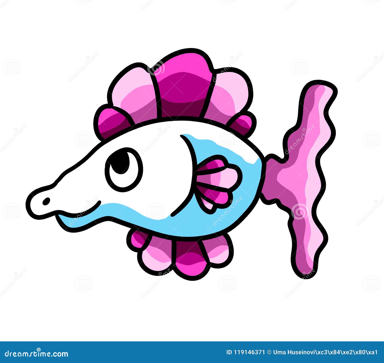 Funny Happy Pink Fish stock illustration. Illustration of funny - 119146371