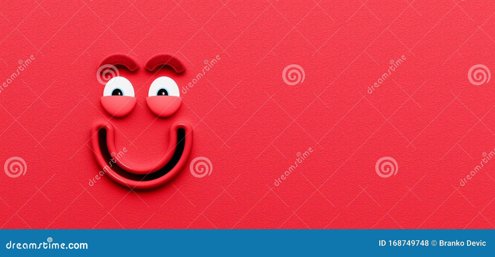 Funny Happy Red Character Face Expression Background 3d Render Stock ...