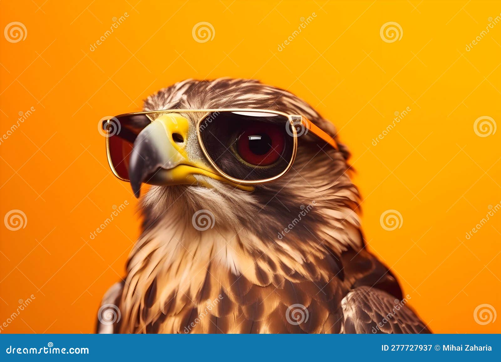 Funny Hawk Wearing Sunglasses in Studio with a Colorful and Bright ...