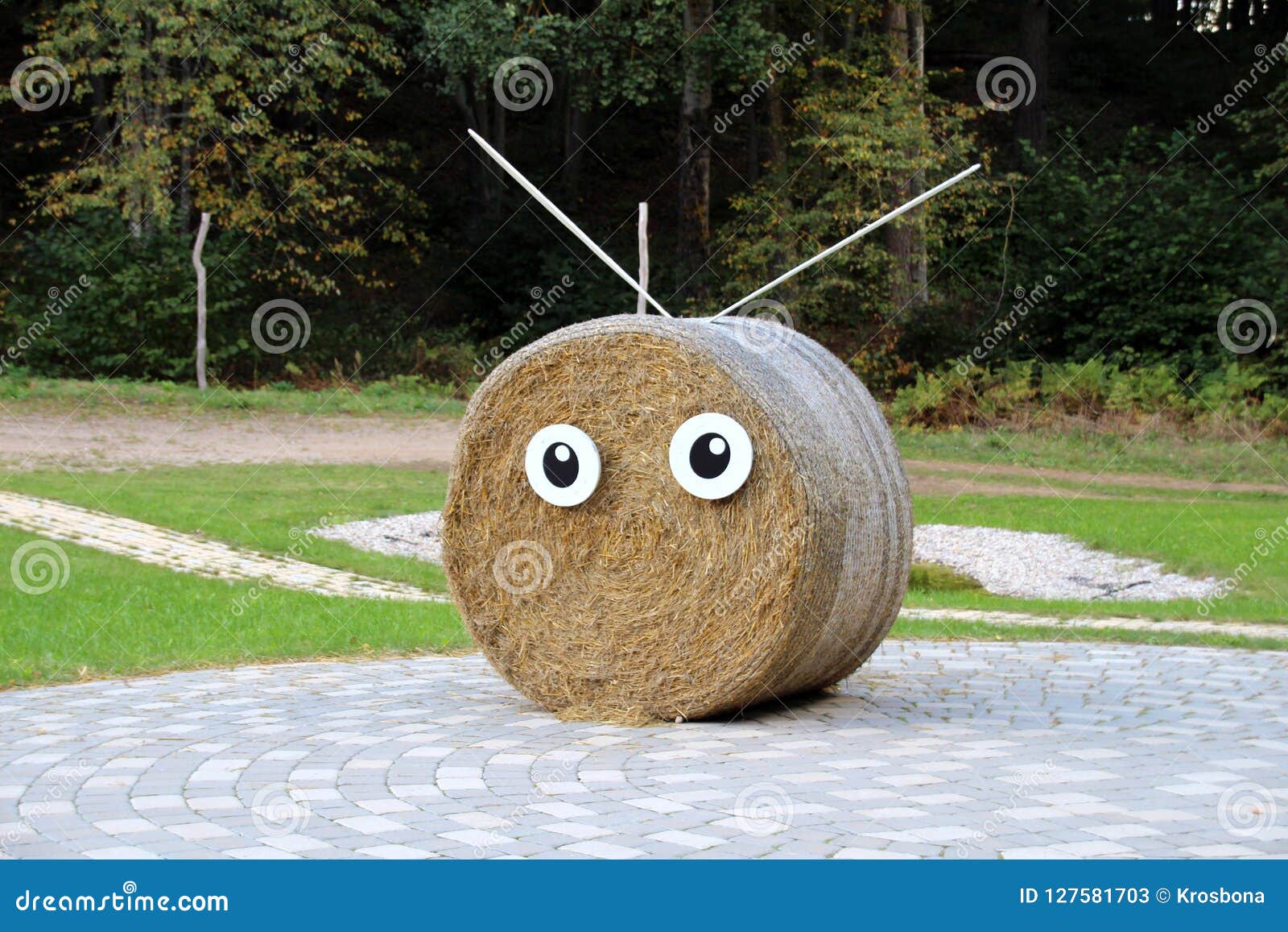 Funny hay roll stock image. Image of harvest, pavement - 127581703