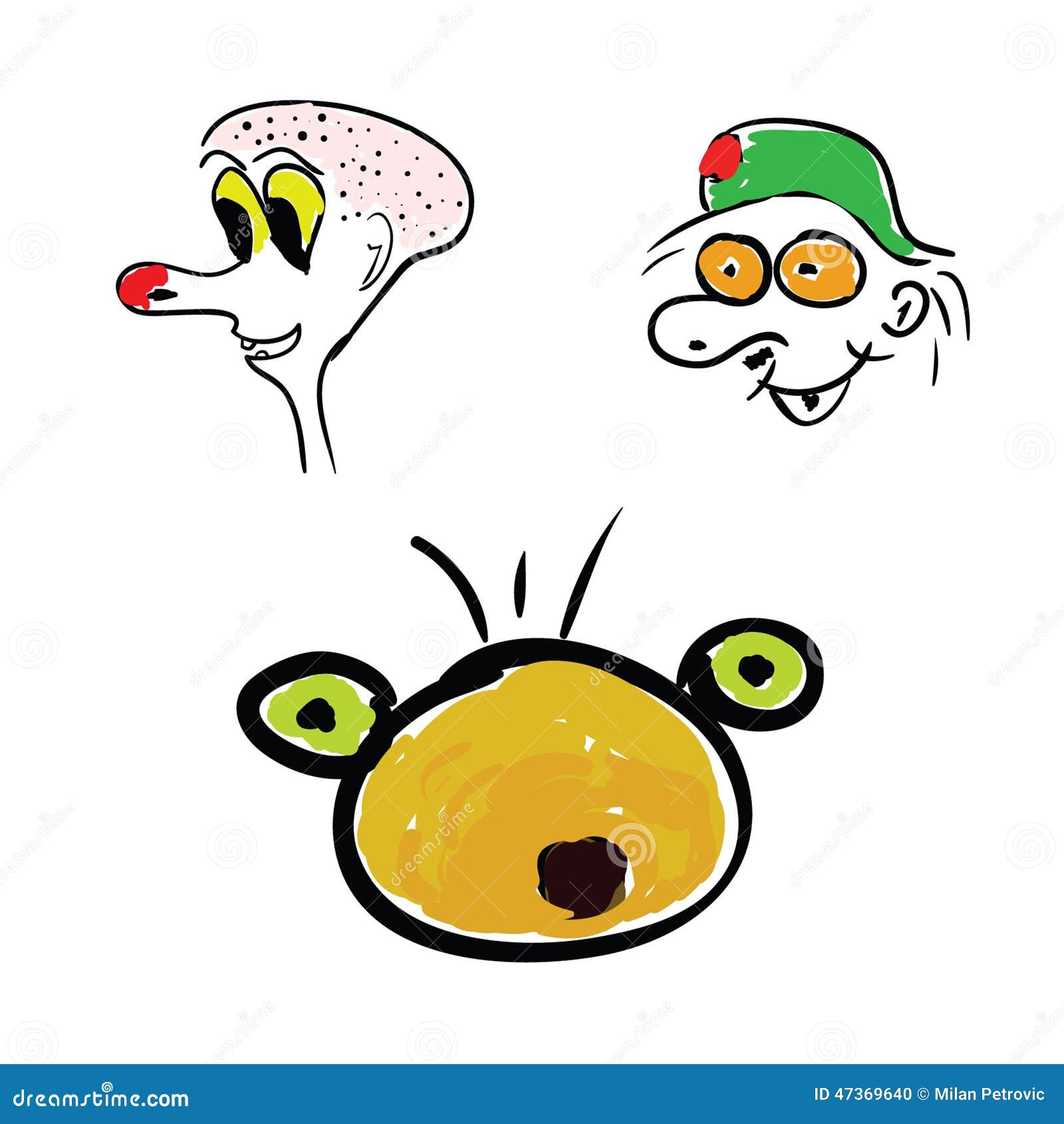 Funny Head Color Art Vector Stock Vector - Illustration of joyful ...