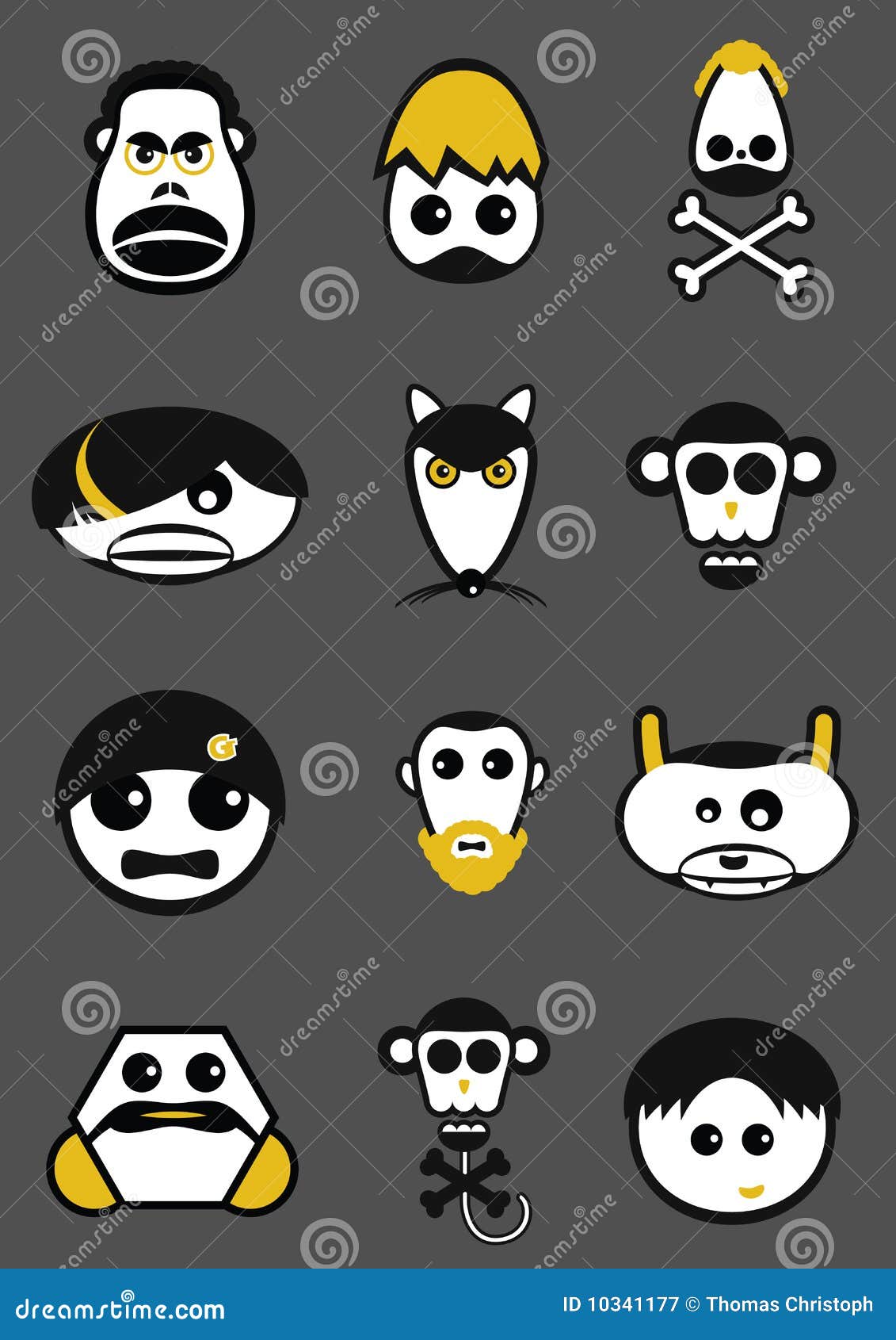Funny Heads Collection stock illustration. Illustration of body - 10341177