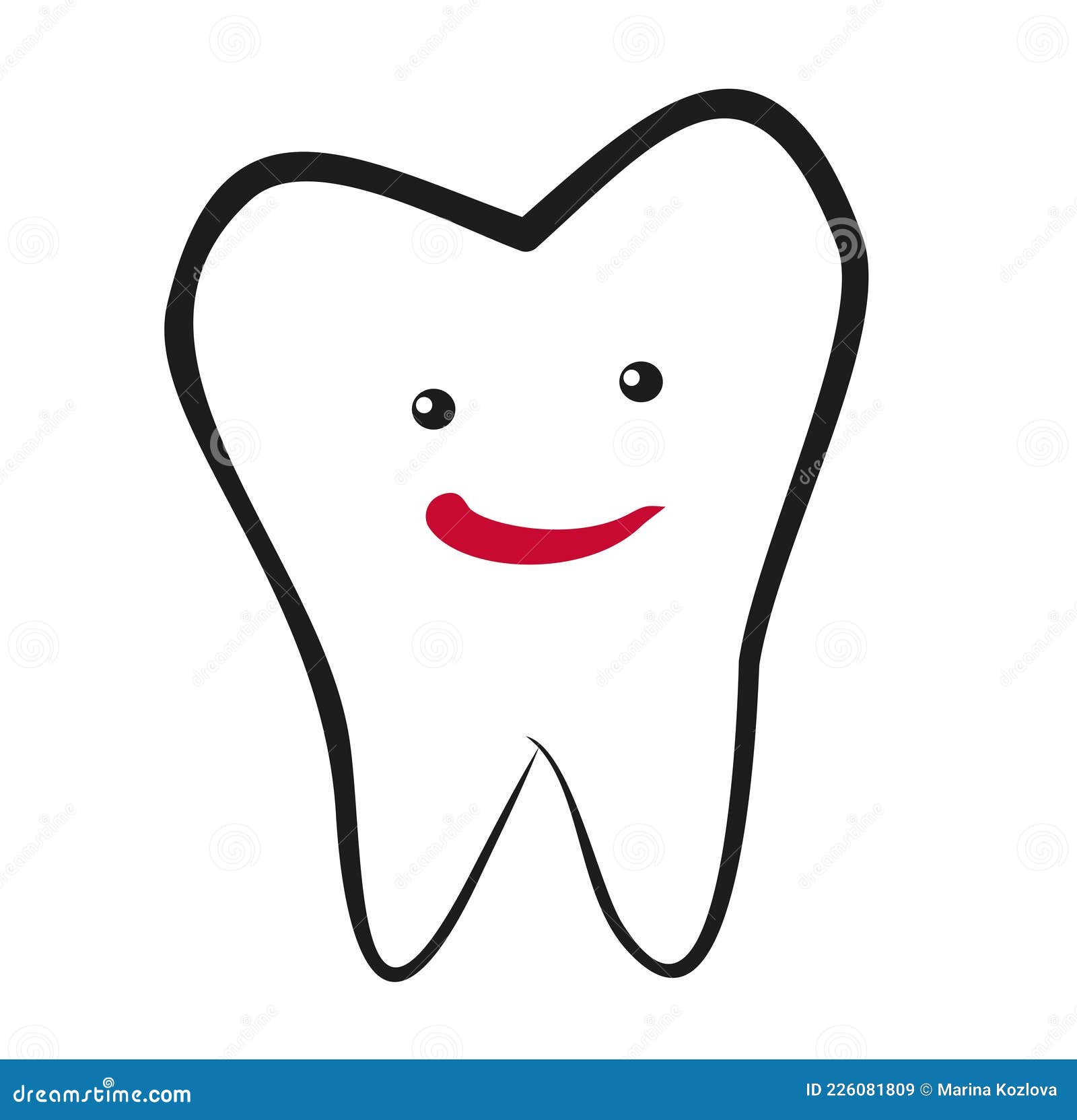 Funny Healthy Smiling White Single Tooth Stock Vector - Illustration of ...