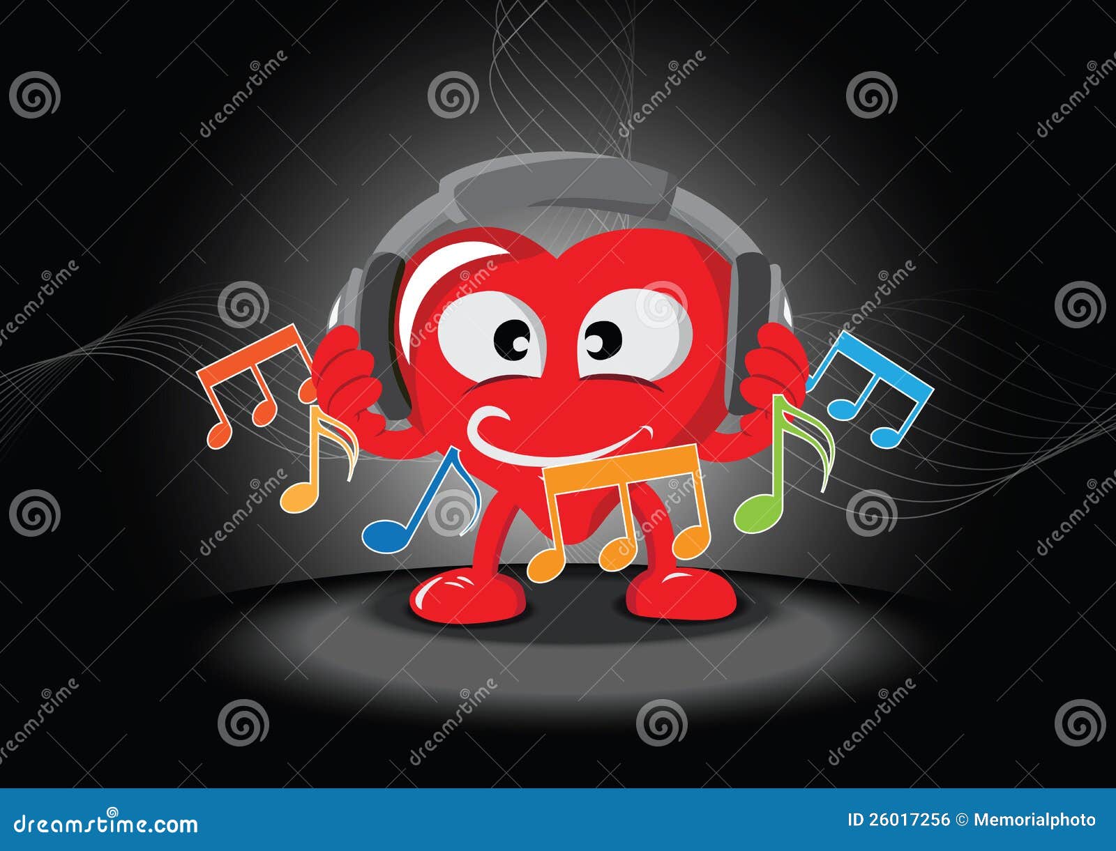 Funny Heart Listening the Music Stock Vector - Illustration of stage ...