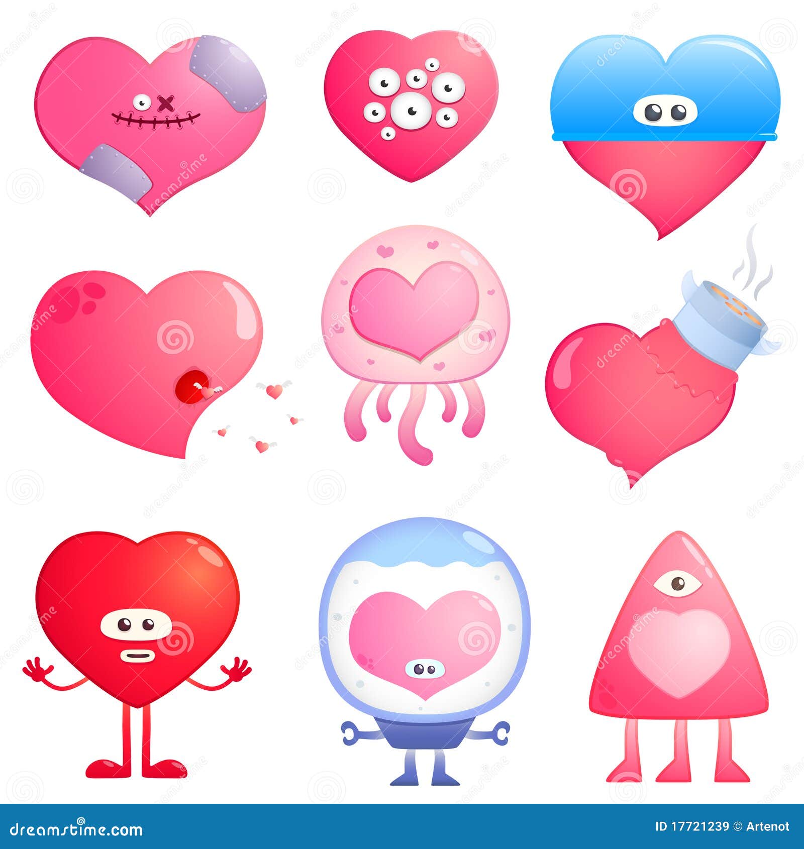 Funny hearts stock vector. Illustration of positivity - 17721239